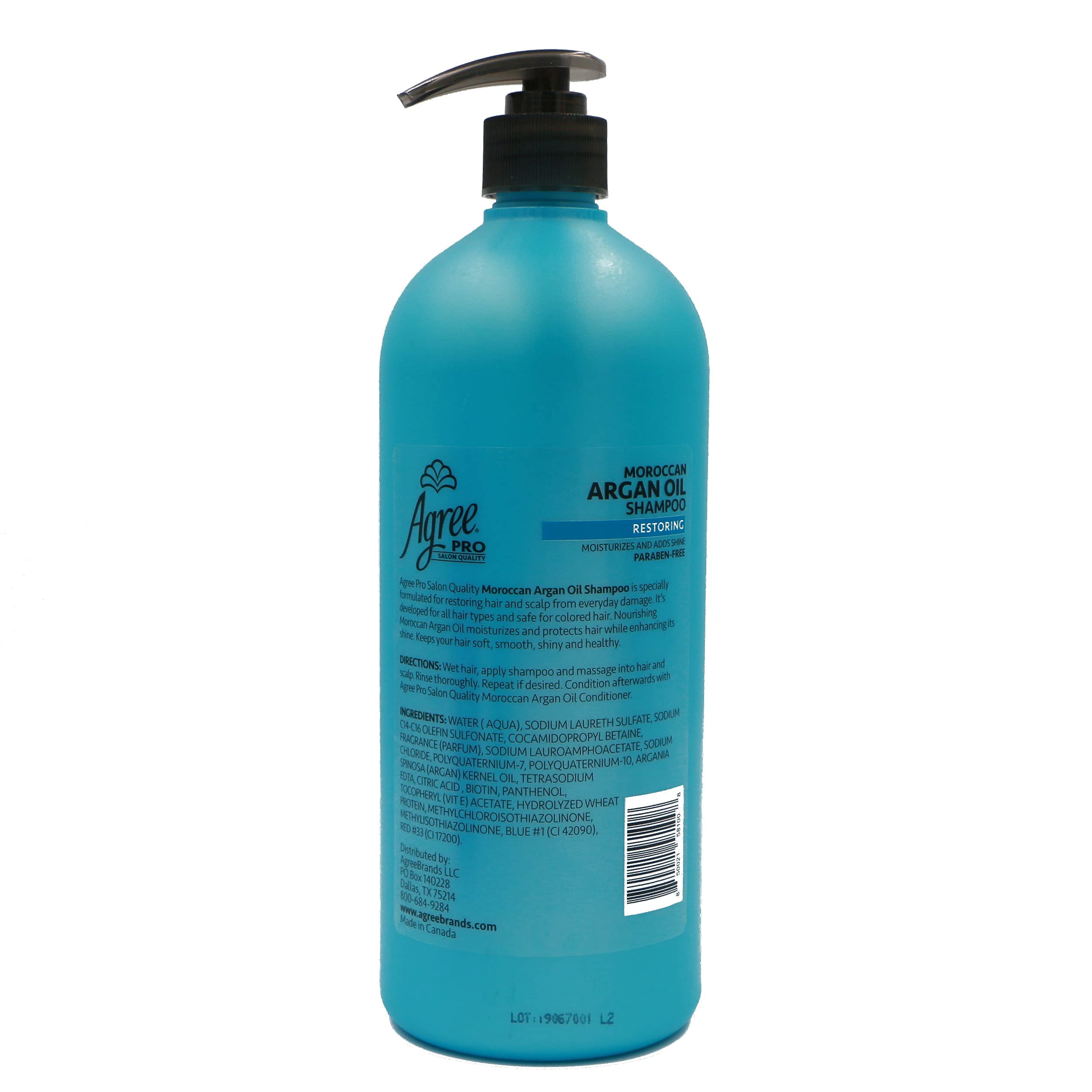 Agree Pro Moroccan Argan Oil Shampoo and Conditioner Set, Repairing and Deep Moisturizing (2x32 oz/ 946 ml bottles)