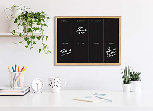 Kate and Laurel Blake This Week Framed Printed Glass Dry Erase Board by The Creative Bunch Studio, 18x24 Natural, Printed Glass Wall Décor