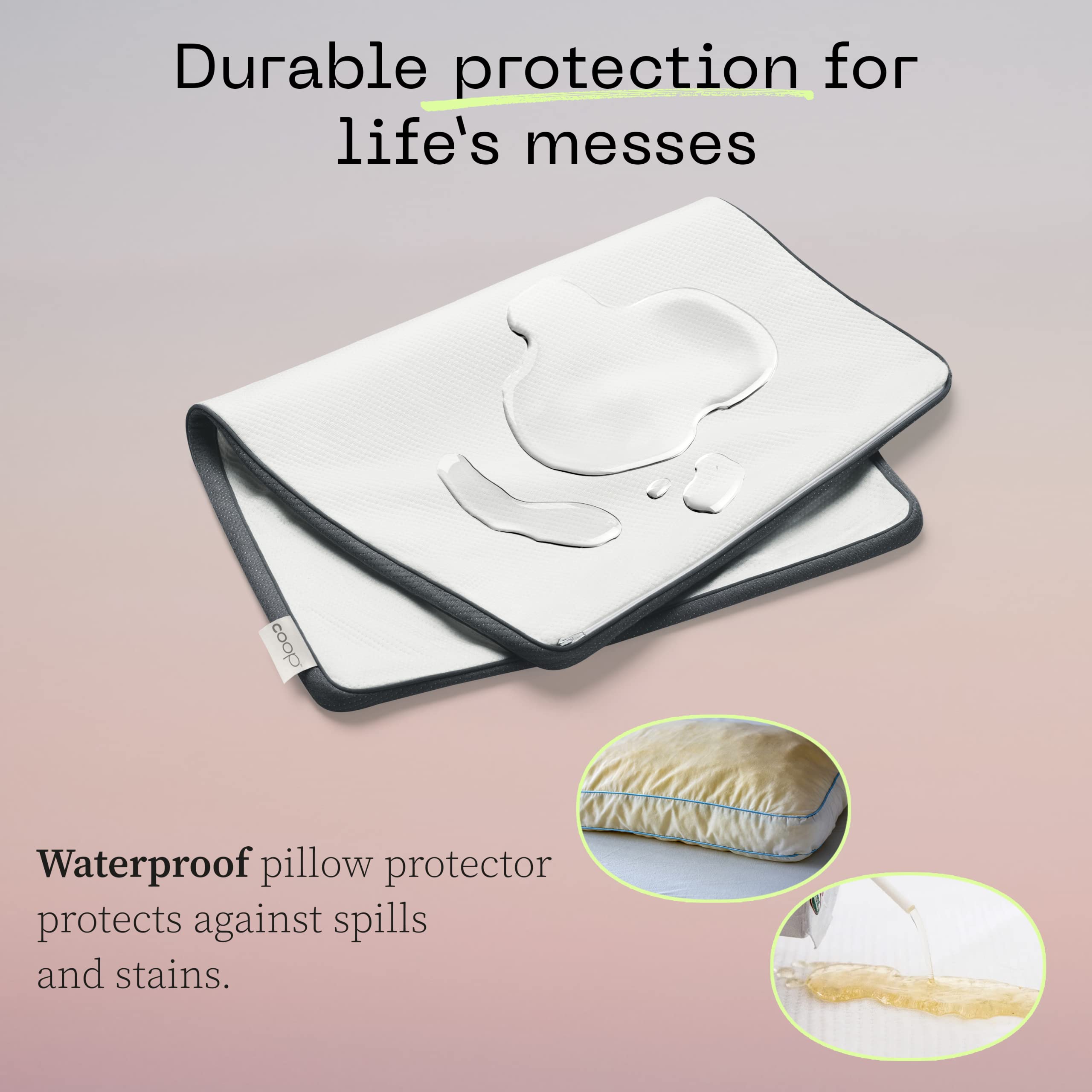 Coop Home Goods - Toddler Pillow (14x19) and White Pillow Protector - Premium Cross-Cut Memory Foam - Soft Lulltra Washable Cover from Rayon - CertiPUR-US/GREENGUARD Gold Certified