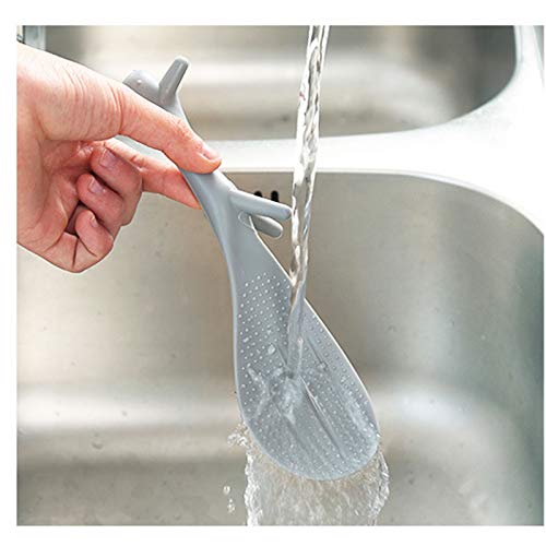 3 Piece Non-stick Rice Spoon Fashion Rice Cooker Dishes Filled Scoop Shovel Creative Household Kitchen Tools,Lovely Squirrel Shape Standing Spoon (Gray,White,Orange)