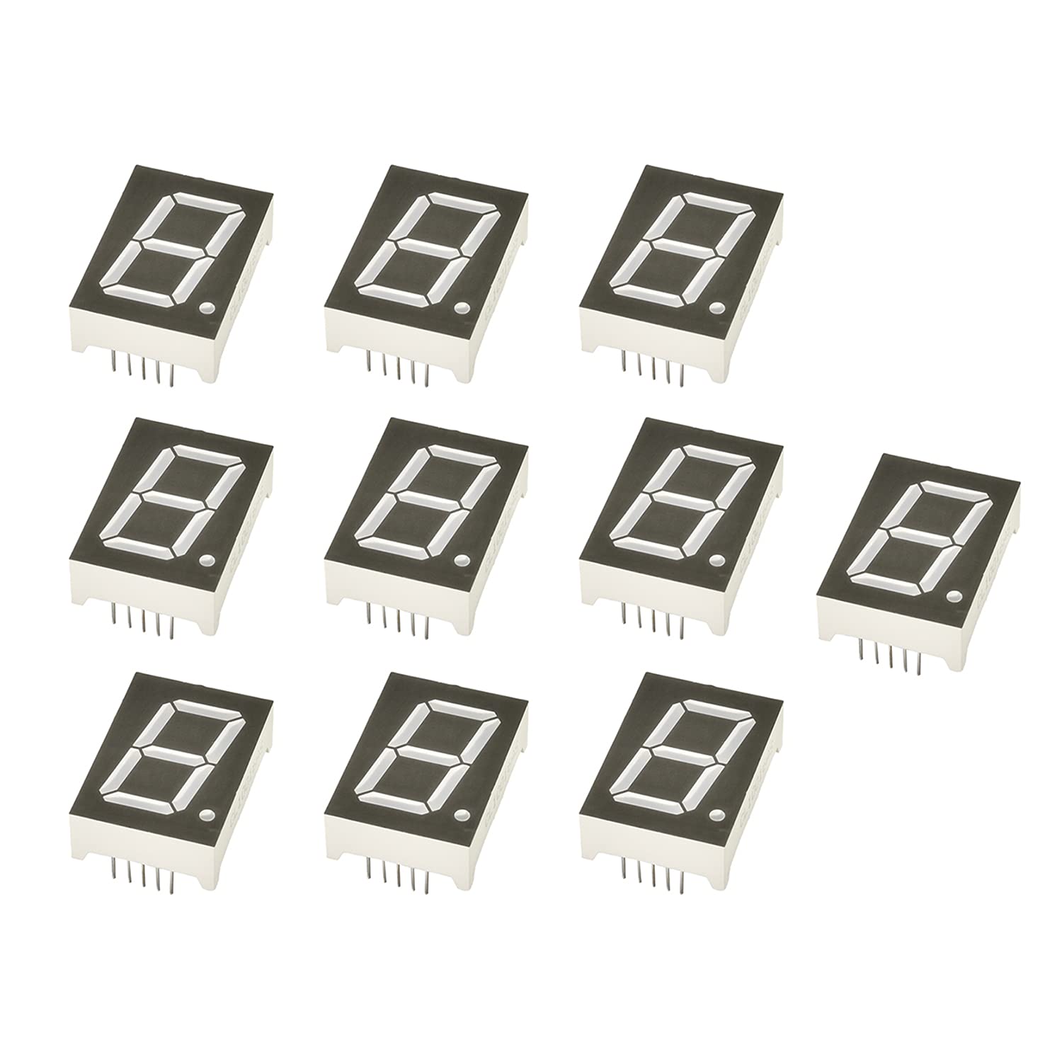 Bettomshin 10Pcs LED Digital Tube Common Cathode 10 Pin 1 Bit 1.34 x 0.94 x 0.31inch(LxWxH) 1" Red Display Digital Tube 10016AS