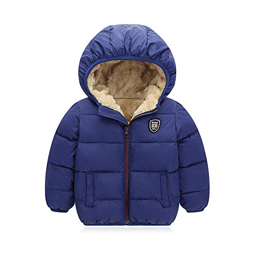 Mfmiudole Baby Boys Girls Winter Coats, Thick Hooded Down Kids Infants Toddlers Winter Warm Jacket Outerwear for 2-7 Years (Blue, 4-5T)