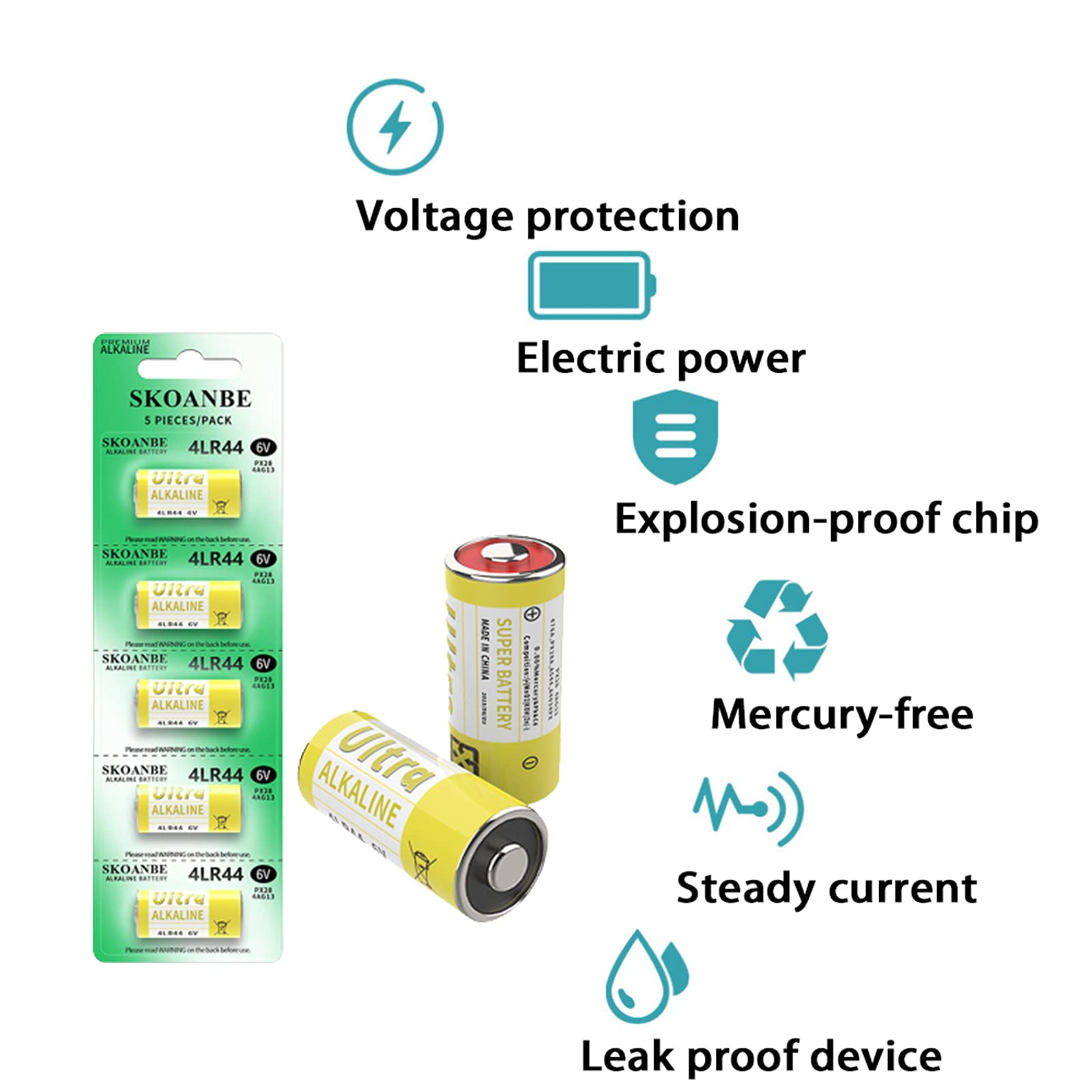 SKOANBE 4LR44 6V Alkaline Battery for Dog Collars(Pack of 5)