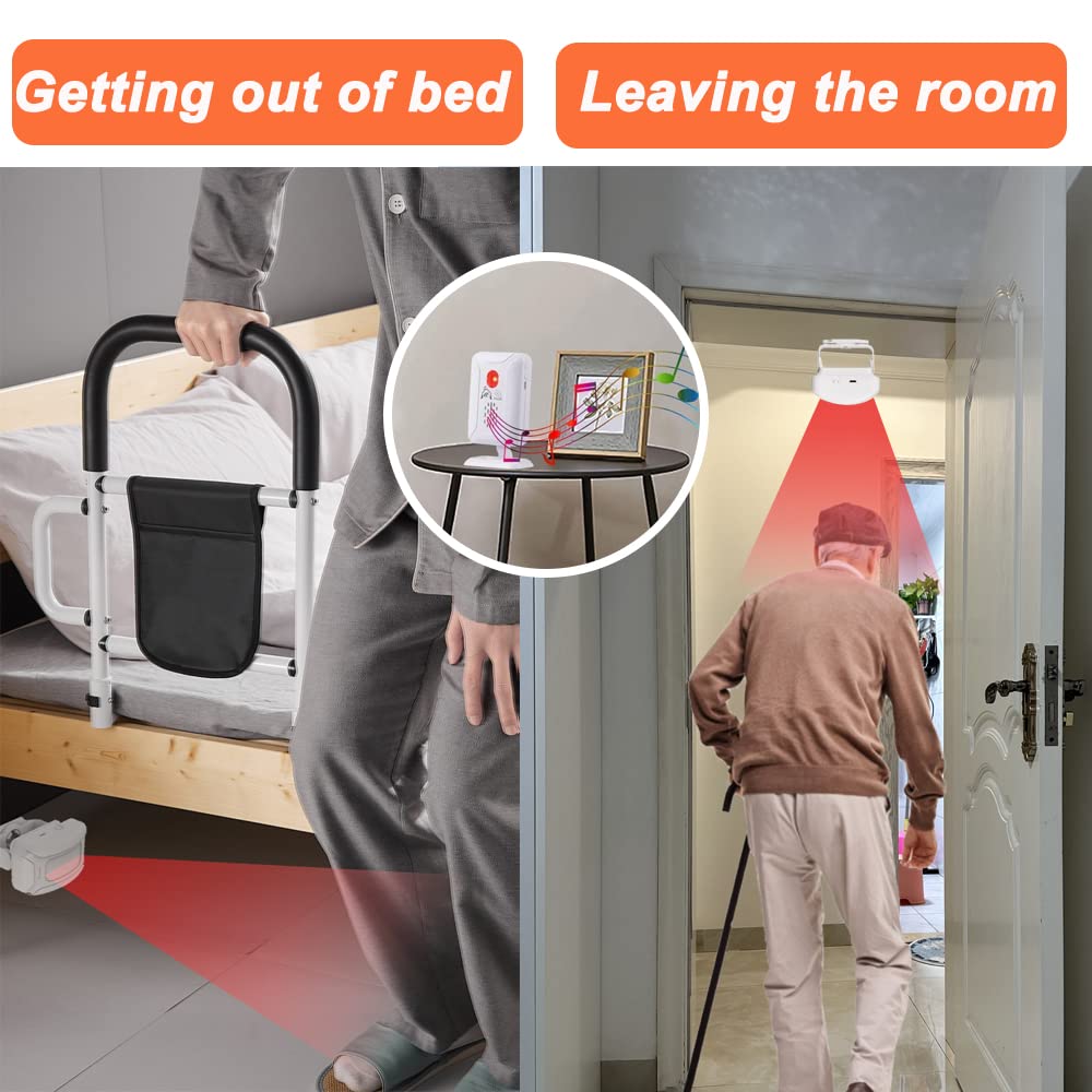 Upgraded Version Bed Sensor Alarm and Fall Prevention for Elderly/Dementia and More,Caregiver Pager Motion Sensor Alarm with 5 Volume Level,Bed Alarm for Elderly Adults Wireless