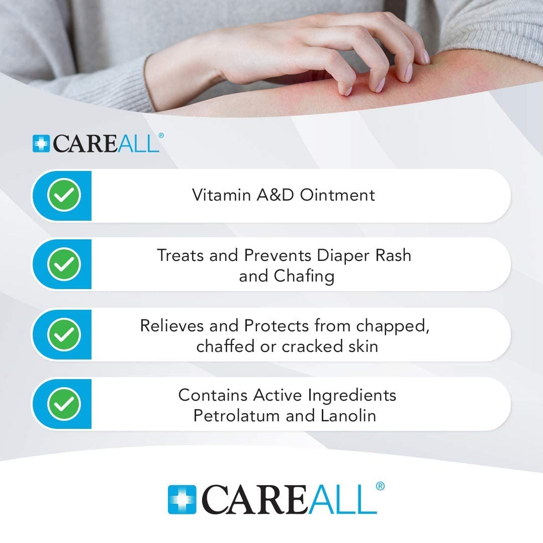(6 Tubes) CareALL 4oz Vitamin A&D Ointment with Lanolin Diaper Rash and Skin Protectant