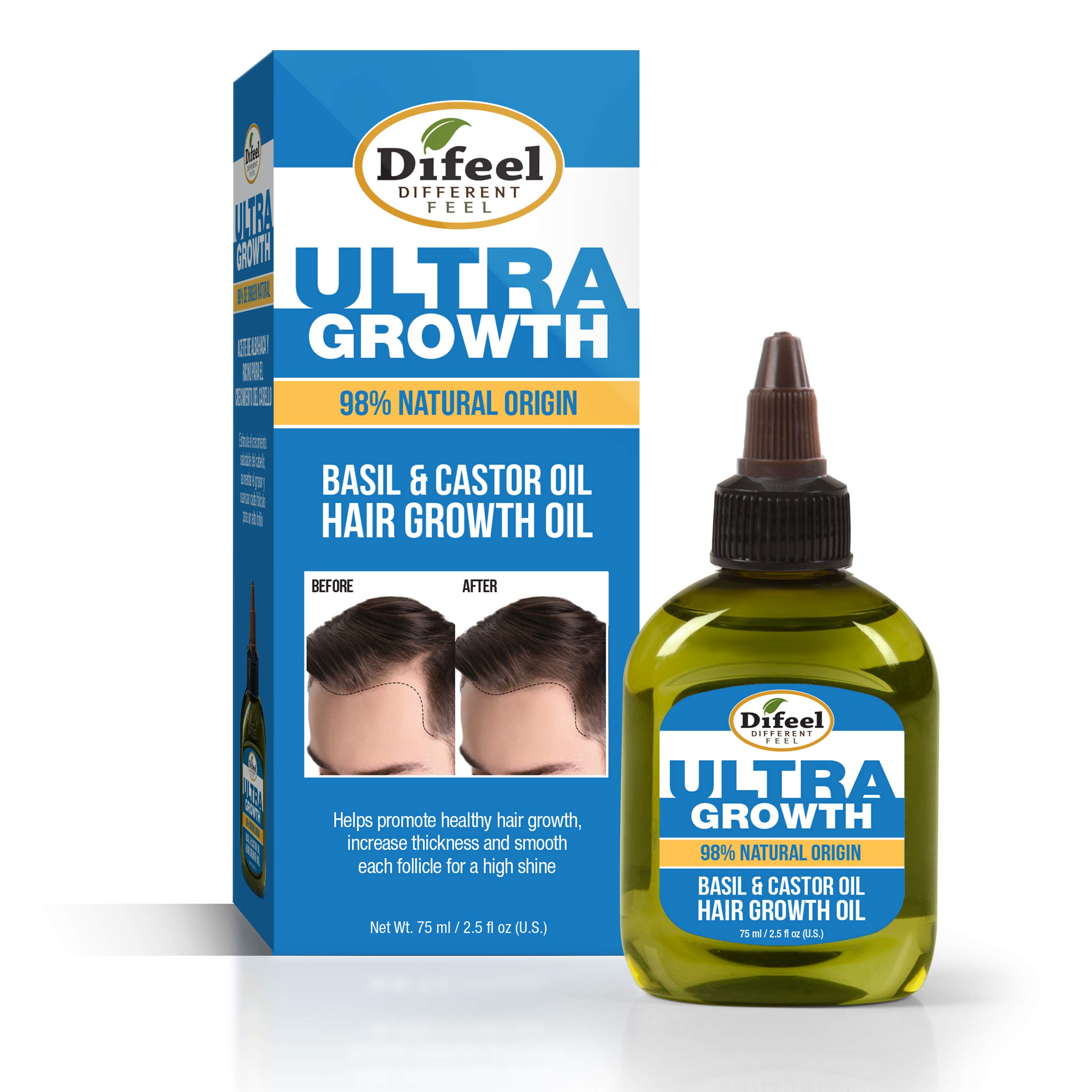 Difeel Mens Ultra Growth Hair and Beard Care Set - 3 Piece Shampoo, Hair Oil and Beard Oil Set
