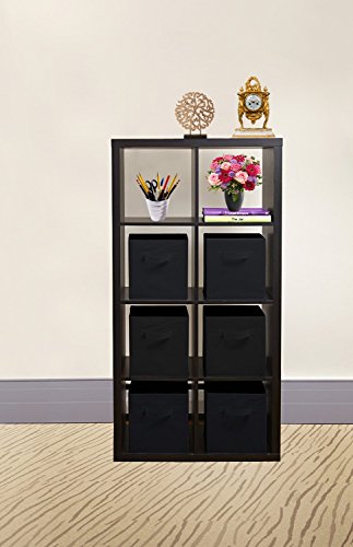 (6-Pack, Black) Durable Cloth Storage Cubes with two Handles, for Shelves Baskets Bins Containers Home Decorative Closet Organizer Household Fabric Cloth Collapsible Box Toys Storages