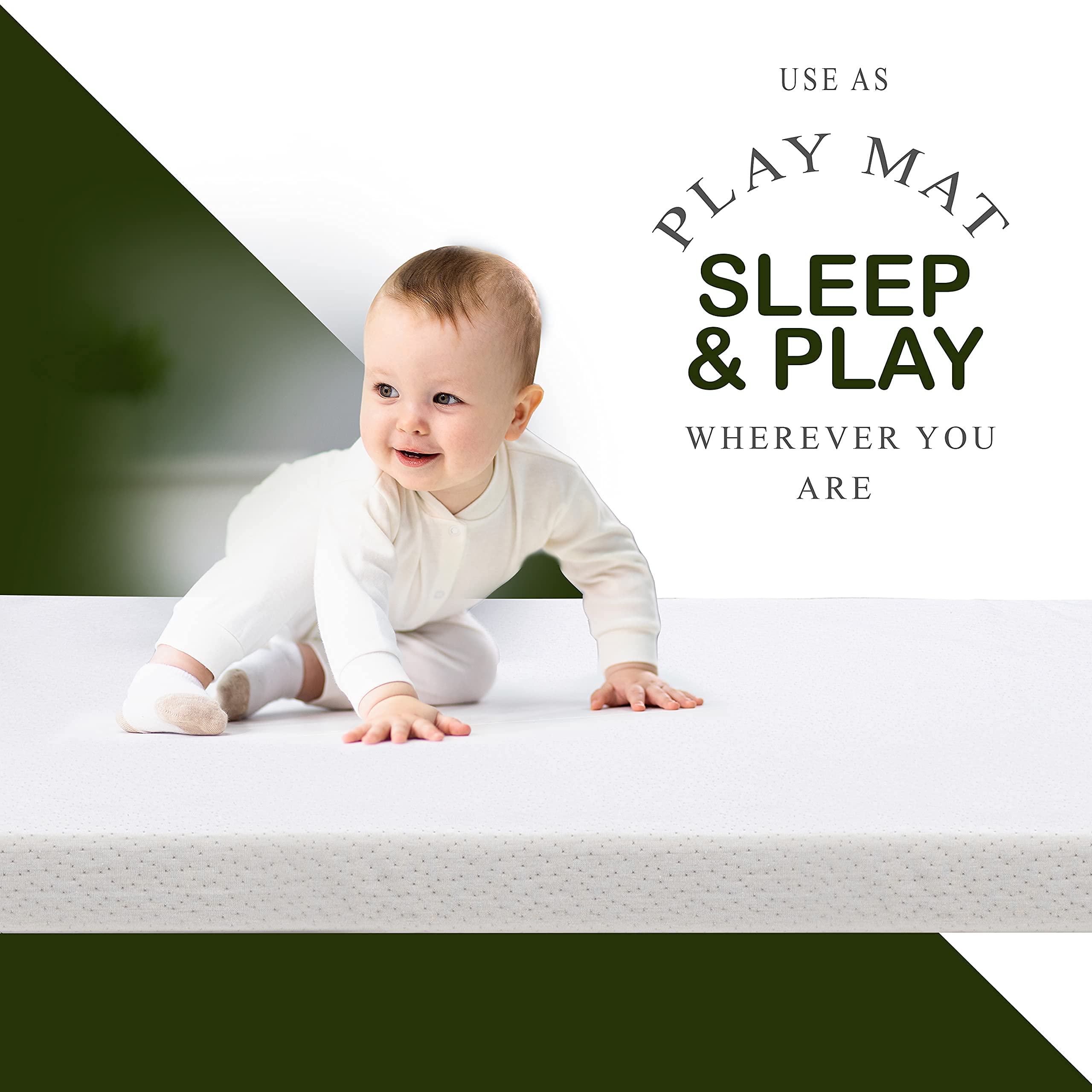 Modera Baby Crib Topper | Organic Cotton Mattress Pad for Standard Baby Crib & Toddler Bed with Washable Waterproof Protector Cover, Soft Ventilated Foam Padding & Nonslip Gripped Bottom | 52”x27”x2”