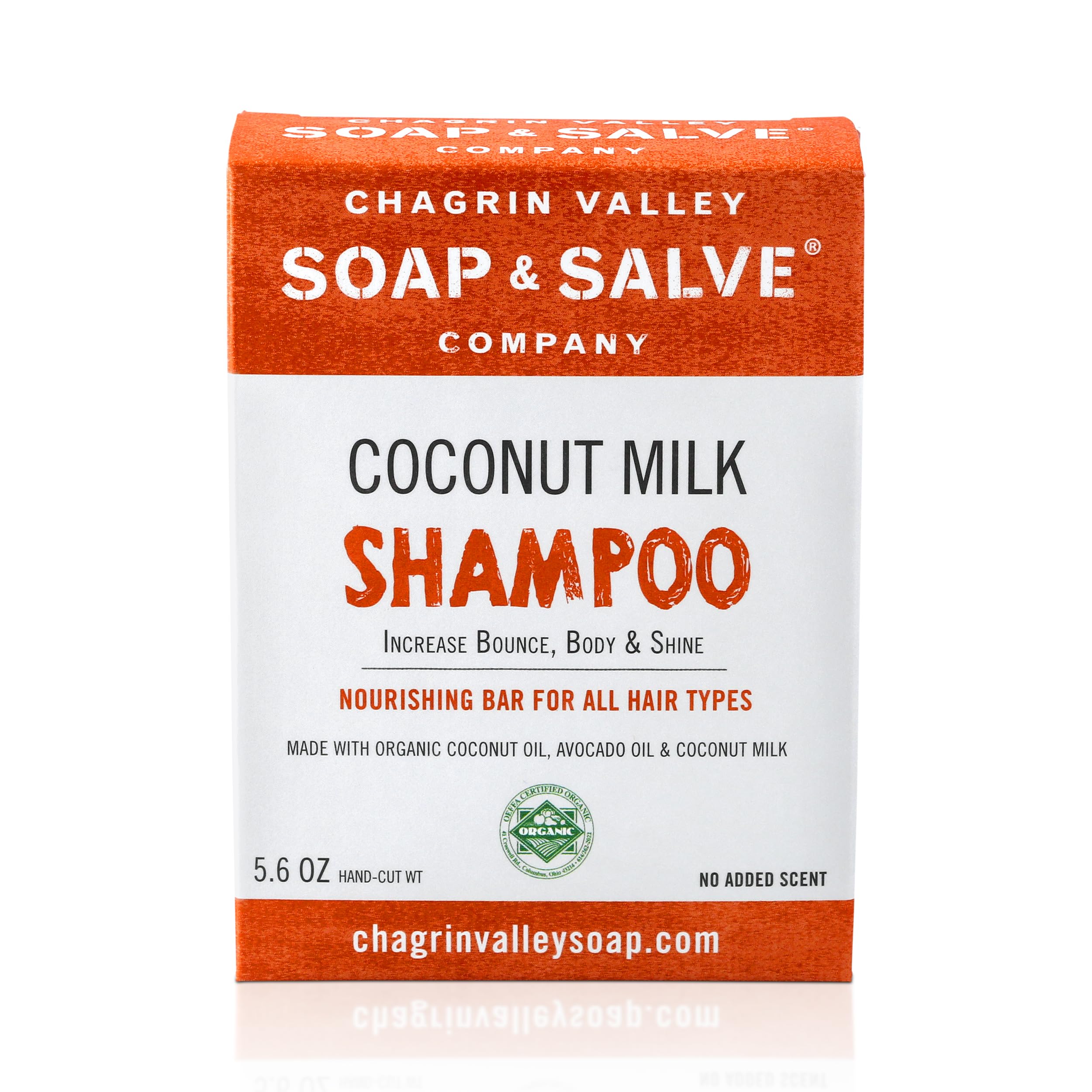 "Chagrin Valley Soap & Salve Shampoo Bar, Coconut, Unscented, Organic, Vegan, Curly & All Hair Types, 5.6 oz (159 g), Recyclable Packaging, SLS Free, Paraben & Cruelty Free"