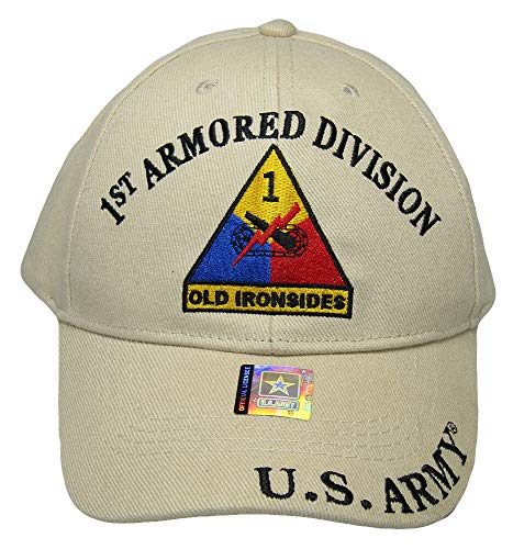 "Flags & Signs" U.S. 1st Armored Old Ironsides Shadow Khaki Embroidered Cap Hat ws-1-3367