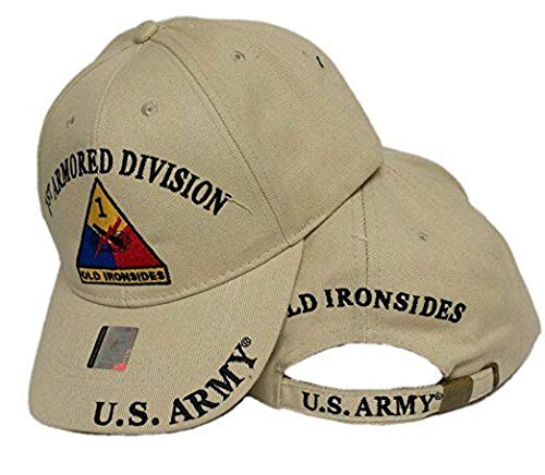 "Flags & Signs" U.S. 1st Armored Old Ironsides Shadow Khaki Embroidered Cap Hat ws-1-3367