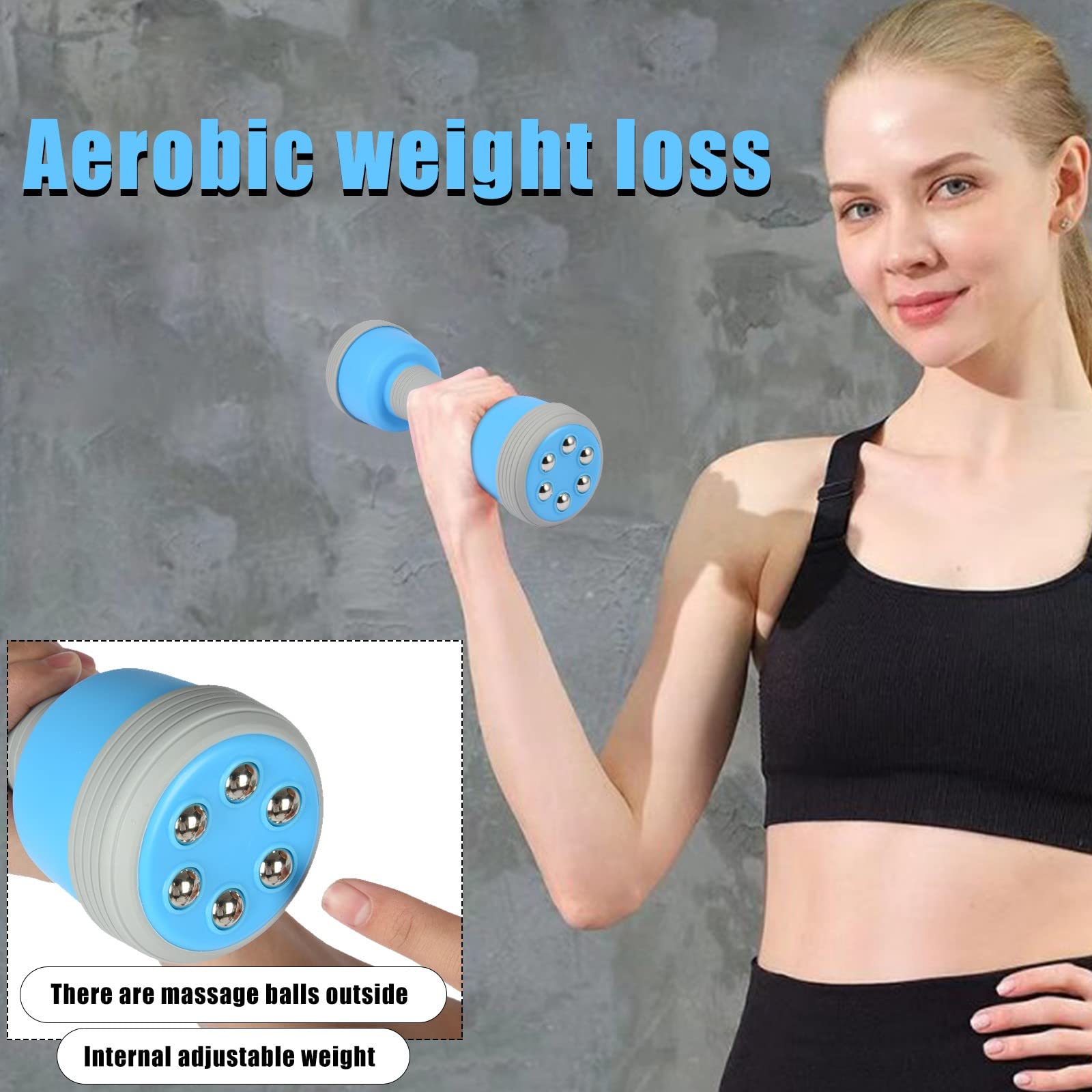 "NA" Adjustable Dumbbells Weights Pair Set, 5-in-1 Weights Options,Multifunctional Massage Dumbbell Non-Slip Neoprene Hand,All-Purpose, Home, Gym, Office (Blue)