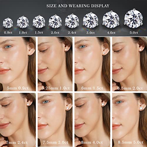 "STUNNING FLAME" 18K Gold Plated Silver Brilliant Cut Simulated Diamond Cubic Zirconia Stud Earrings(white-gold-plated-silver,2.0)