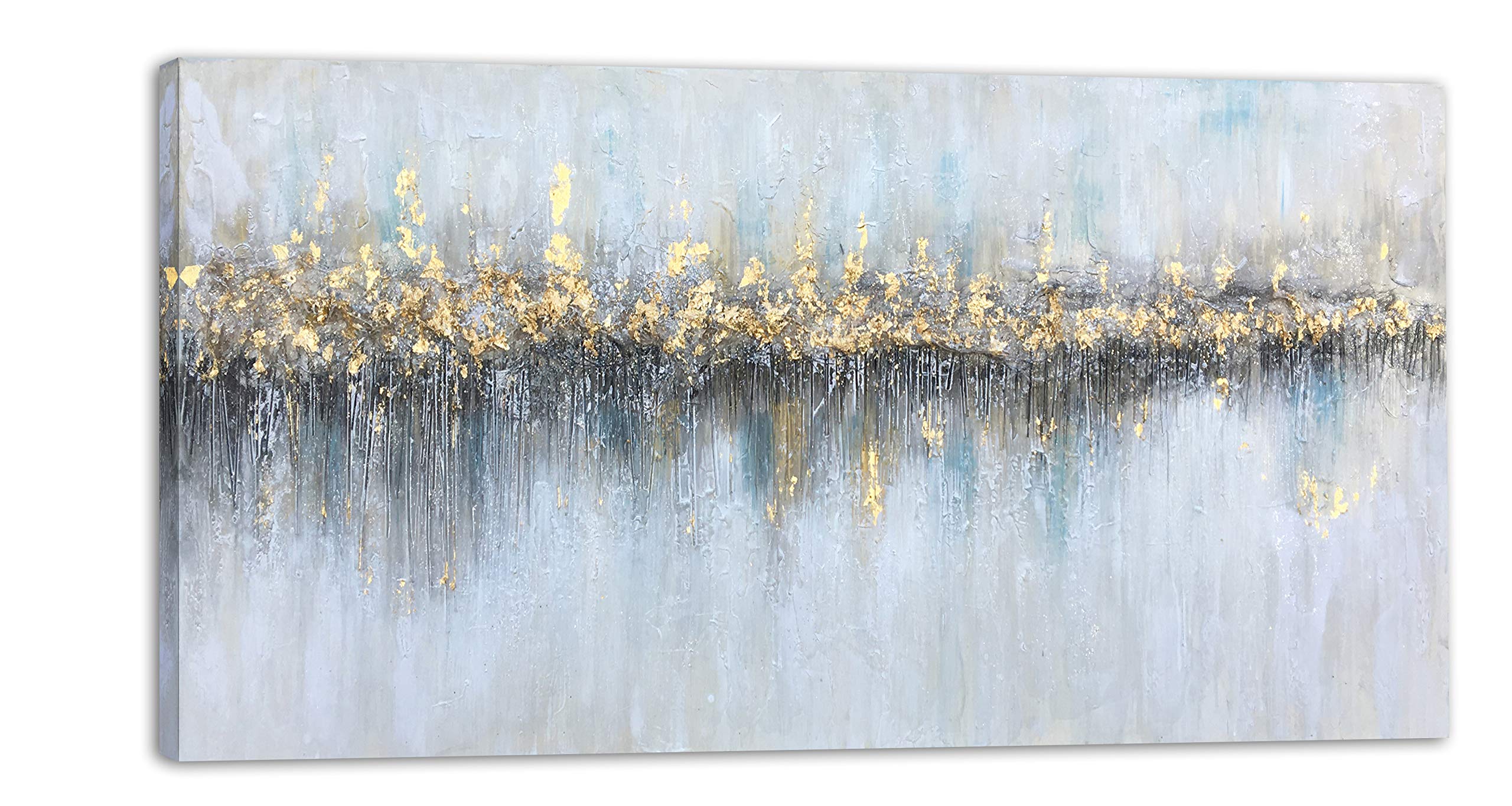 "Glowing from Afar" Oil Painting Prints on Wrapped Canvas, Wall Art Decoration for Office Living Room Bedroom, 47x23.5 inch