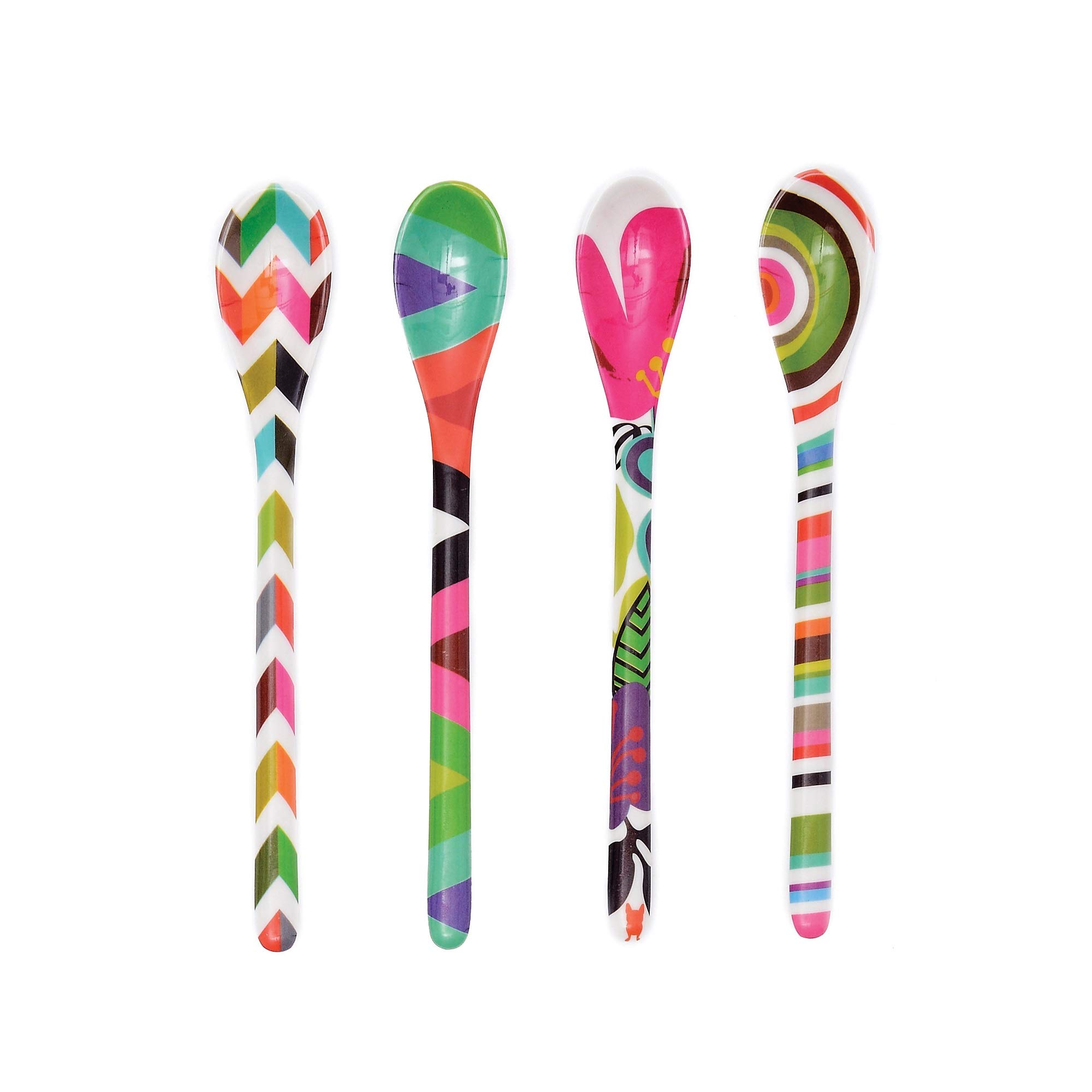 "French Bull Melamine Assorted, Tablespoon, Spoon, Set of 4 for Coffee, Milk Powder, Seed, Spices, Ice Cream, Yogurt, Stirring, Mixing, Sugar, 7"" Dessert, Multi" (72612)