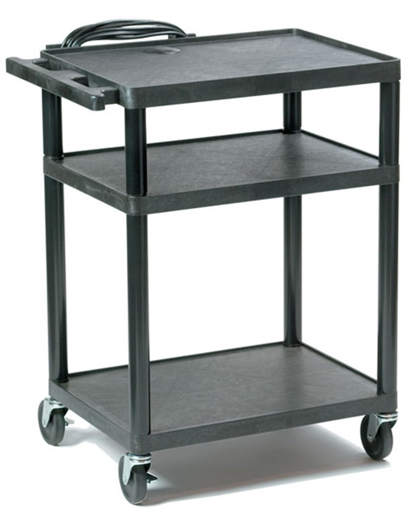 "HamiltonBuhl Plastic AV Cart Adjustable from 16"" to 42""", Black (PC1642E)