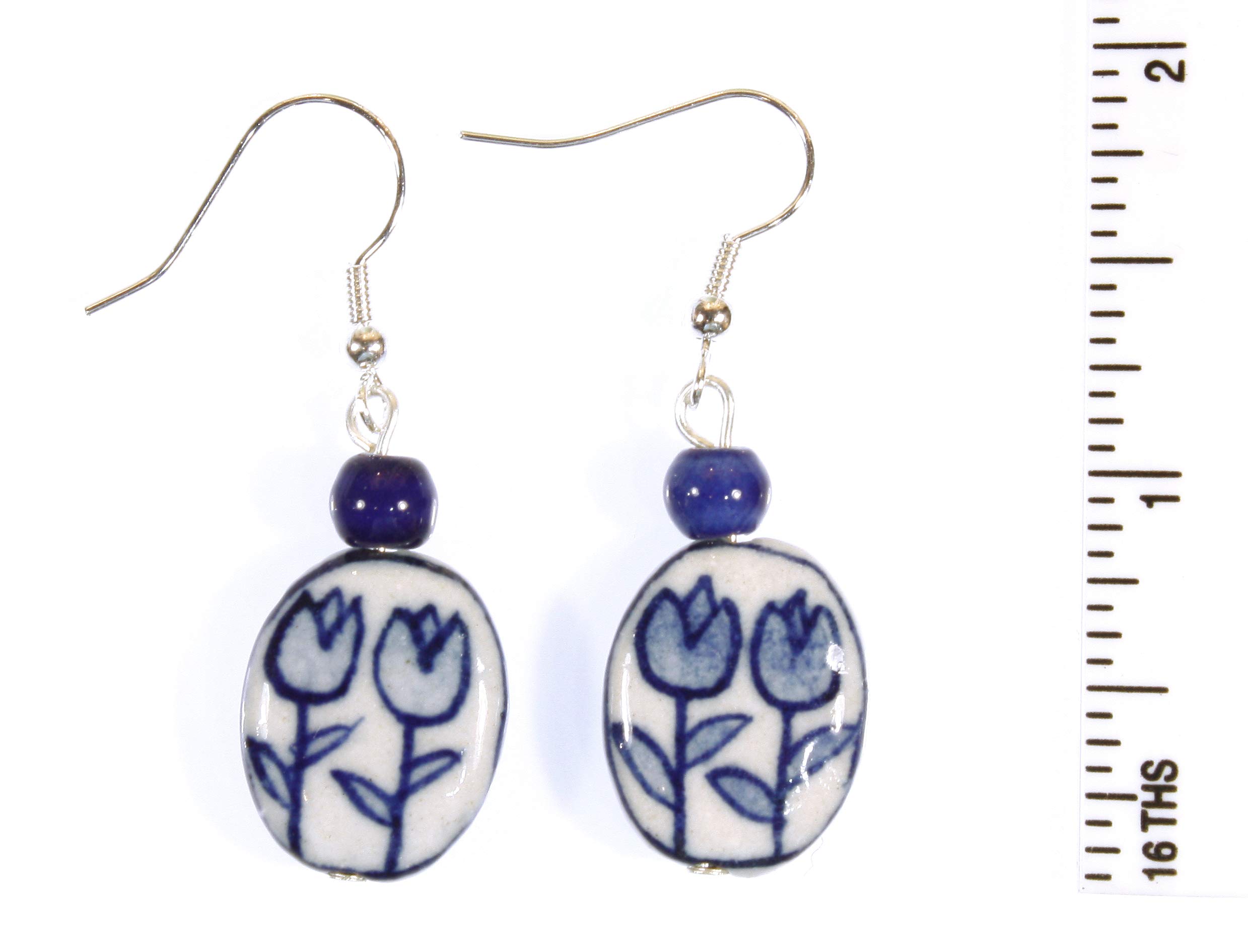 "Tulip Time" Dutch Blue Delft Porcelain Earrings
