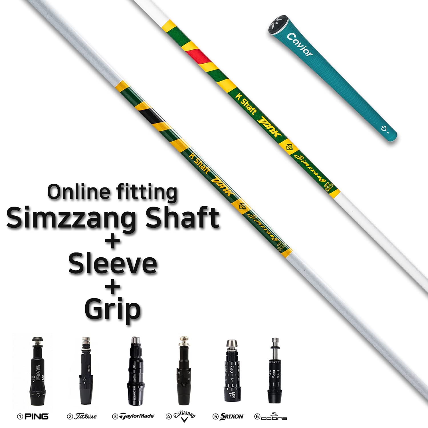 "N/A" 90 Ton Golf Driver Shaft Simzzang Edition, Caviar Grip for Man 50 / 46g (Caviar Grip for Man 46g, PING 410,425, 95S, 45.5 inch, 1, Simzzang Edition)