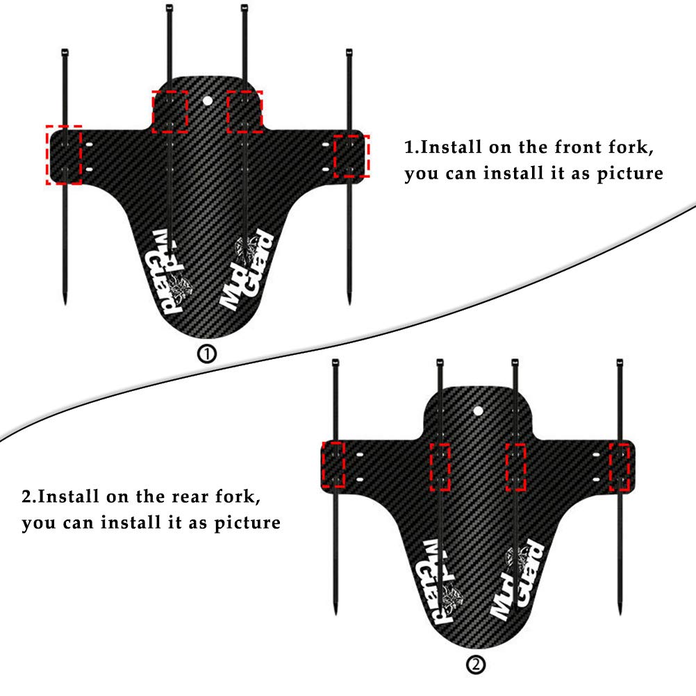 "N/A" 2PCS Mud Mountain Bike Guard,Adjustable Mountain Bike Fender, Mud Guard for MTB Mountain Bike Rear and Front, Black, One Size