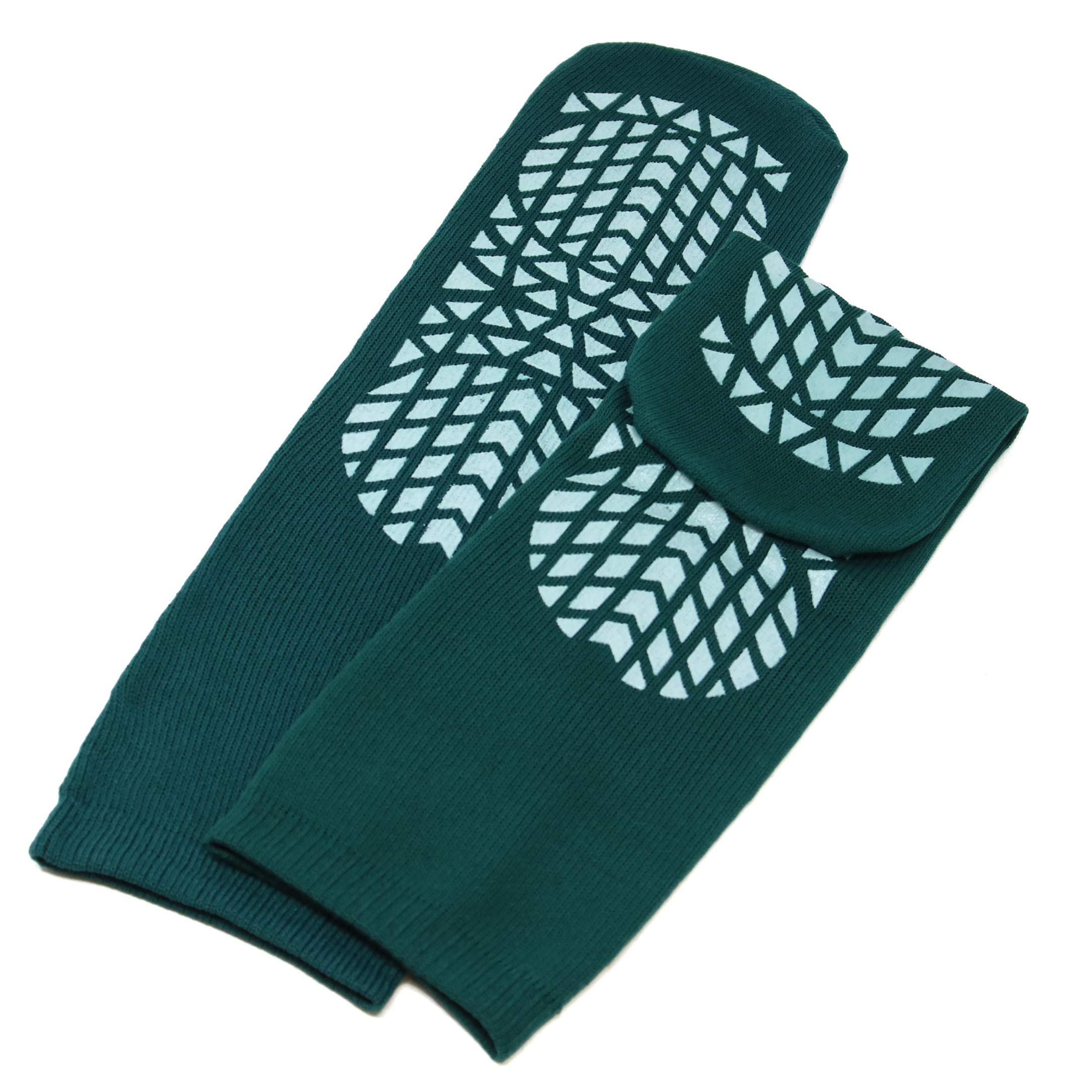 "Secure Step" Double-Sided Tread Non Slip Safety Socks, 4 Pair (XX-Large, Green)