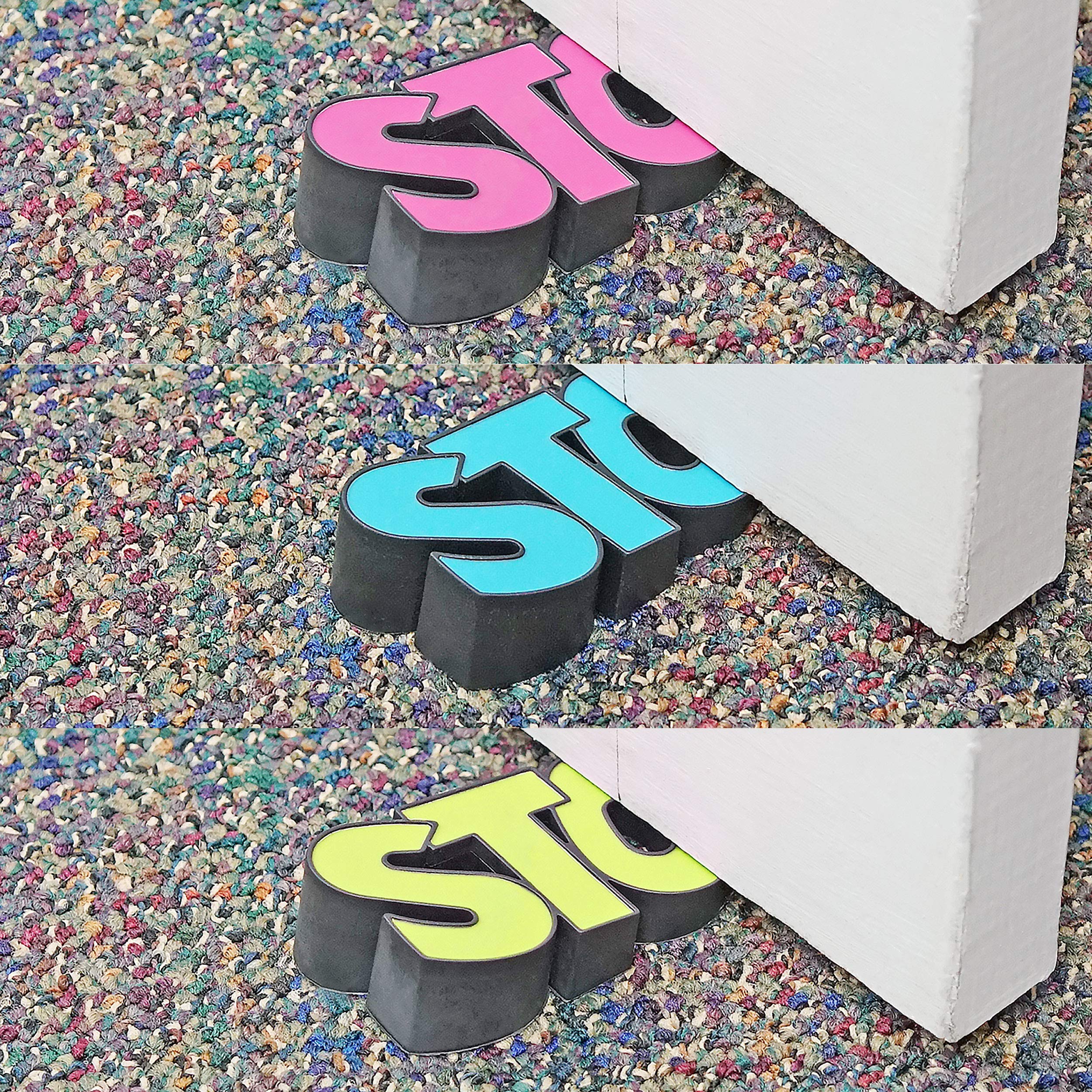 "STOP" Door Stoppers / Door Wedges, Pack of 3