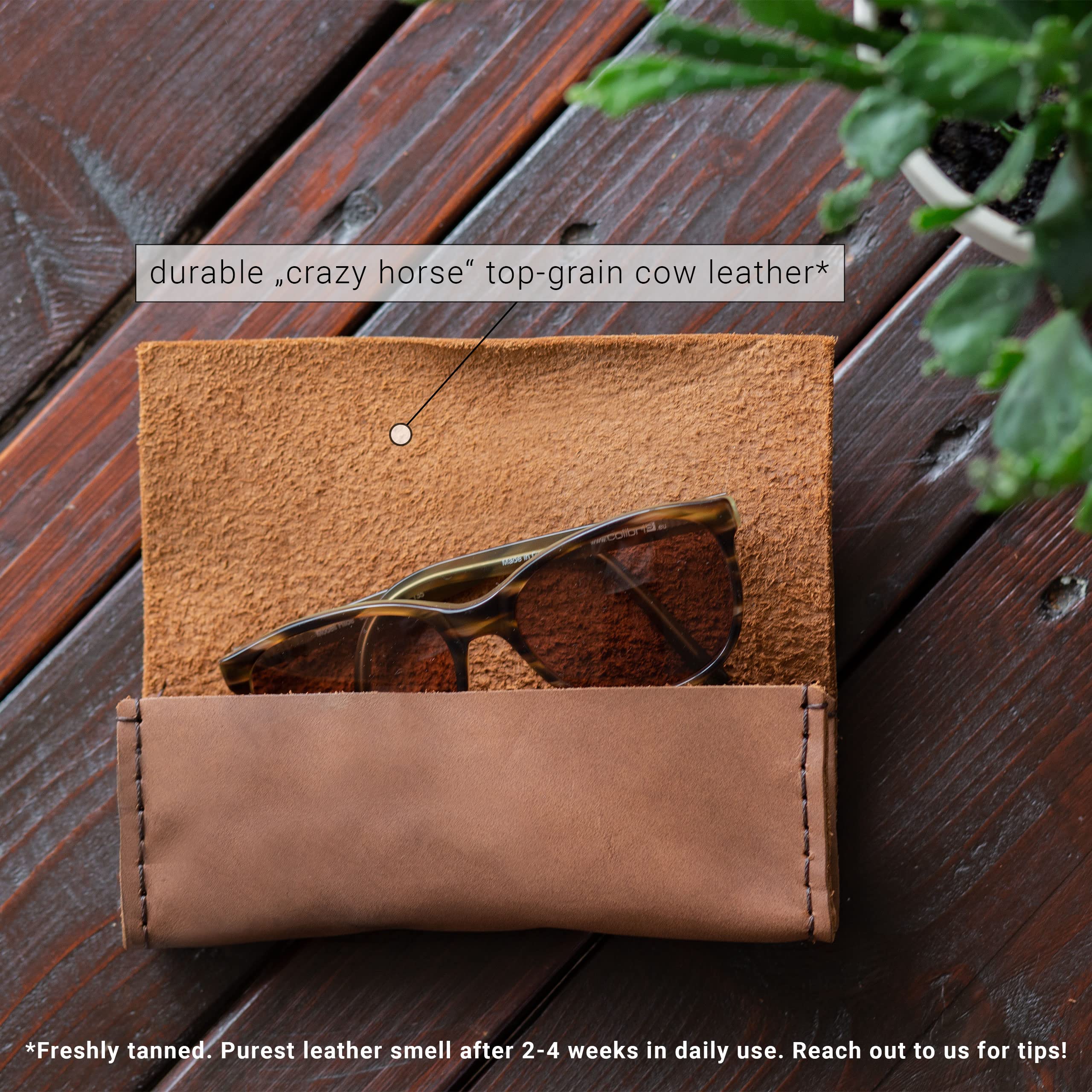‘Pablo’ Leather Glasses Case — Handmade, Luxury Soft & Expertly Crafted Eyeglass Case for Protecting Reading Glasses & Sunglasses — Full Grain Beautifully Stitched Fair Trade Genuine Leather — Brown