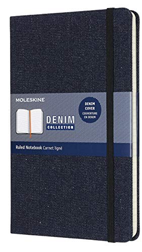 "Moleskine Limited Collection Denim Notebook, Hard Cover, Large (5"" x 8.25"") Ruled/Lined, Prussian Blue, 240 Pages" (LCDNB1QP060)