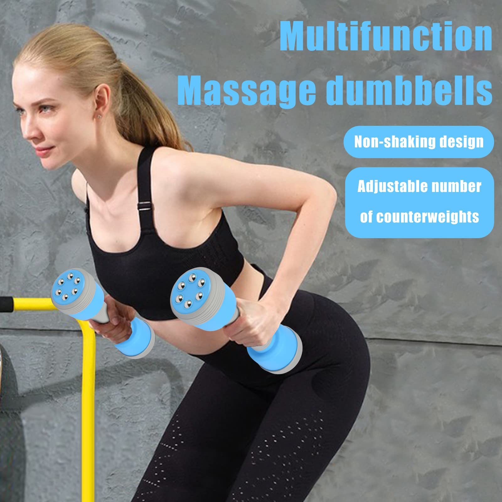 "NA" Adjustable Dumbbells Weights Pair Set, 5-in-1 Weights Options,Multifunctional Massage Dumbbell Non-Slip Neoprene Hand,All-Purpose, Home, Gym, Office (Blue)