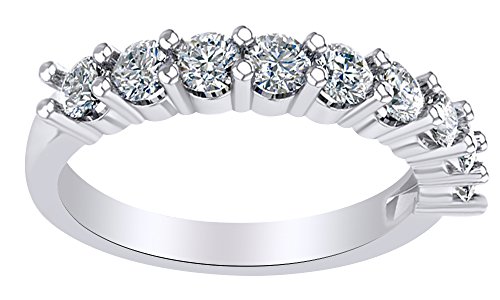 (0.9 Cttw) Round Shape White Diamond Engagement Wedding Band Ring 14K Solid White Gold,Ring Size-9
