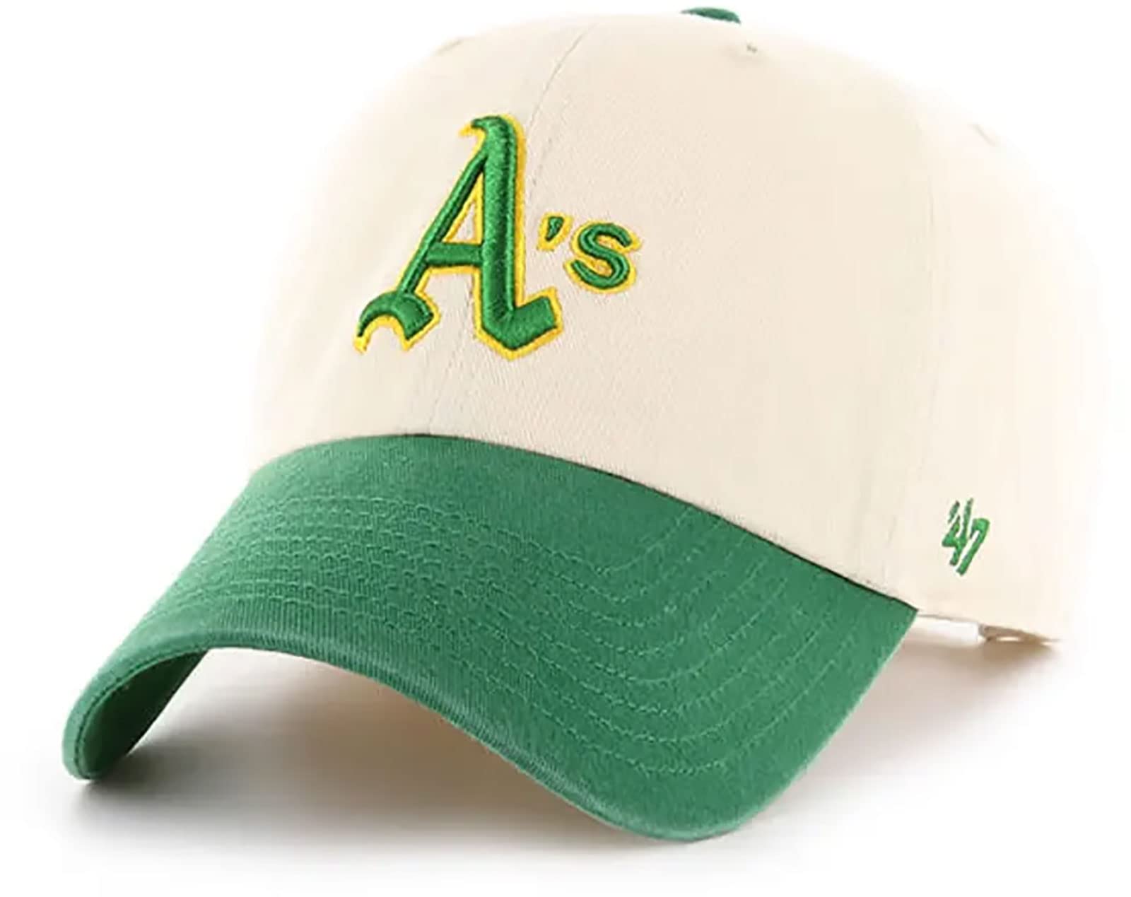'47 Oakland Athletics Cooperstown Clean Up Dad Hat Baseball Cap - Natural/Kelly Green