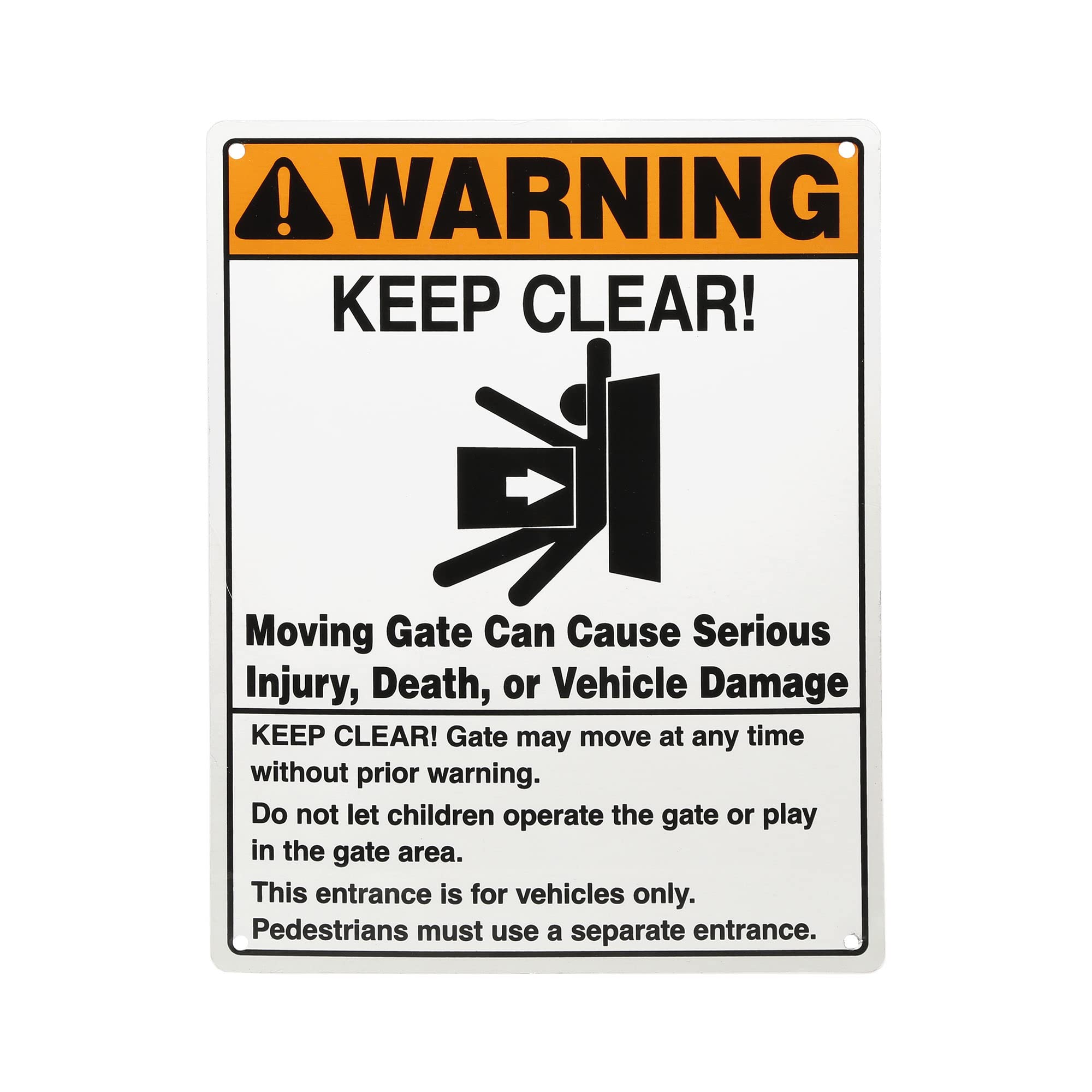 "Warning - Moving Gate Can Cause Injury Or Death" Sign | 8 1/2" x 11" Aluminum | Safety Sign (Pack of 1)