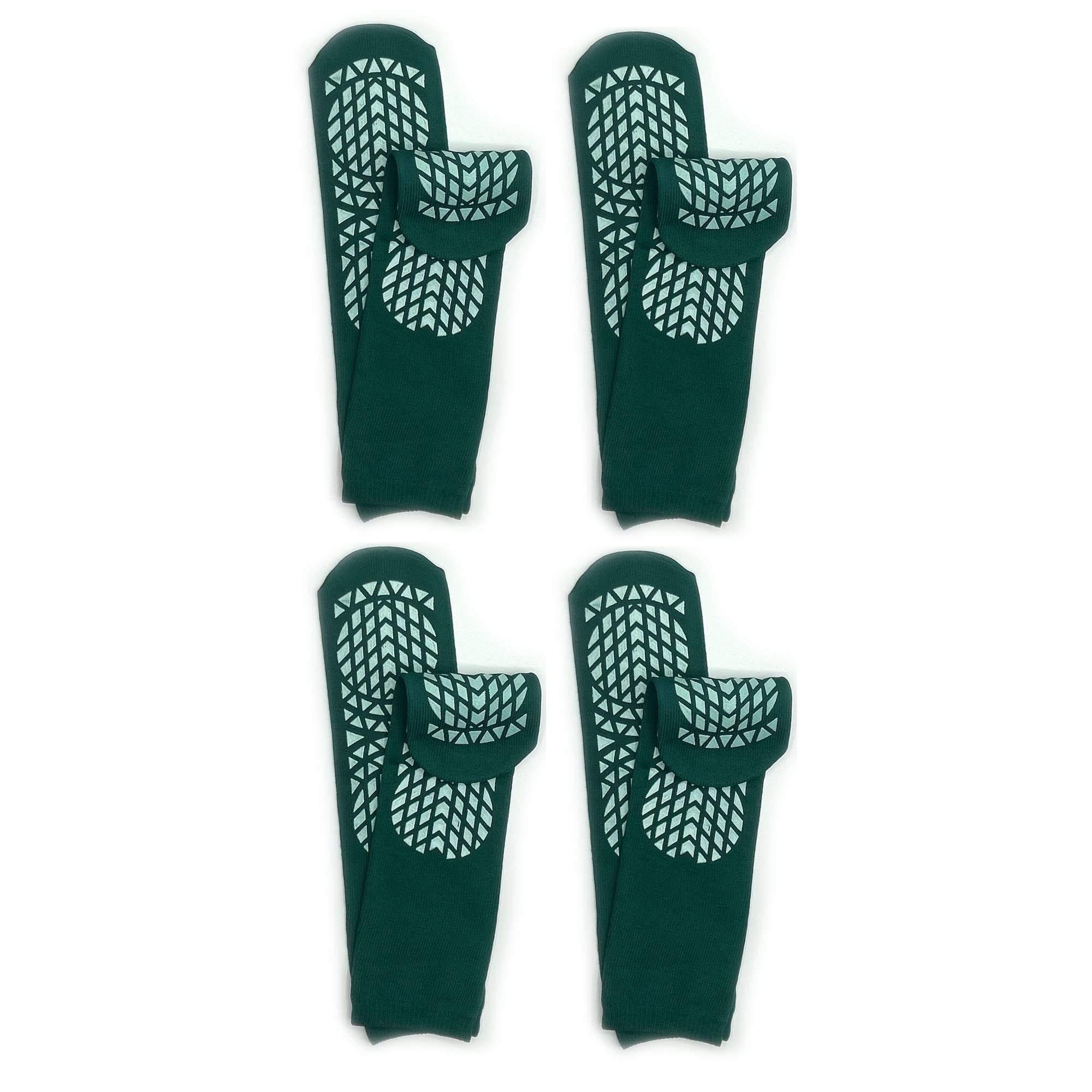 "Secure Step" Double-Sided Tread Non Slip Safety Socks, 4 Pair (XX-Large, Green)