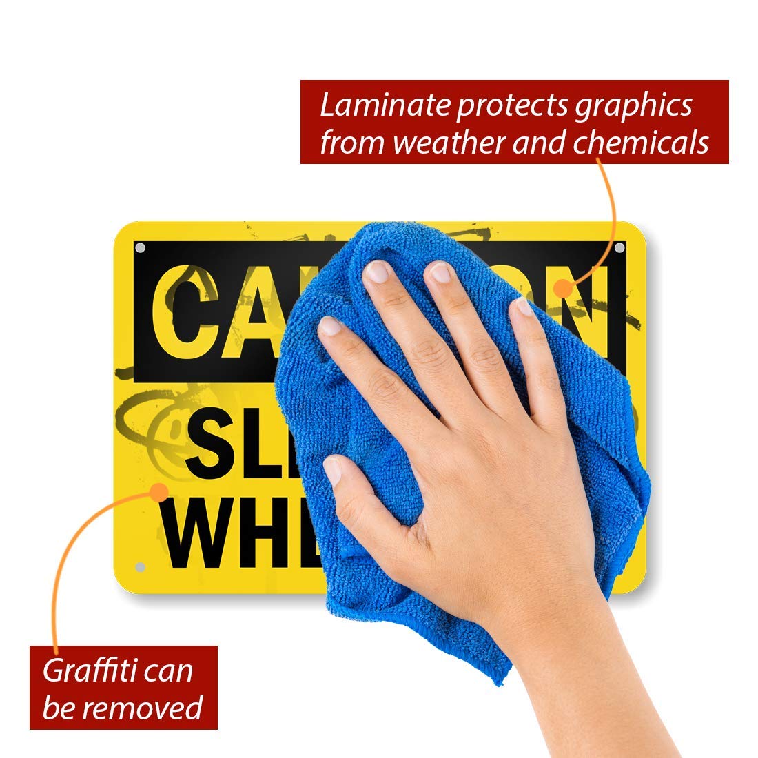 "Caution - Slippery When Wet" Sign by SmartSign | 7" x 10" 3M Reflective Aluminum