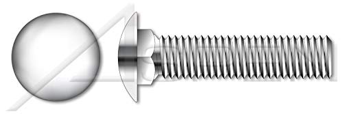 (100 pcs) M10-1.5 X 90mm, DIN 603 / ISO 8677, Metric, Carriage Bolts, Round Head, Square Neck, Full Thread, A2 Stainless Steel