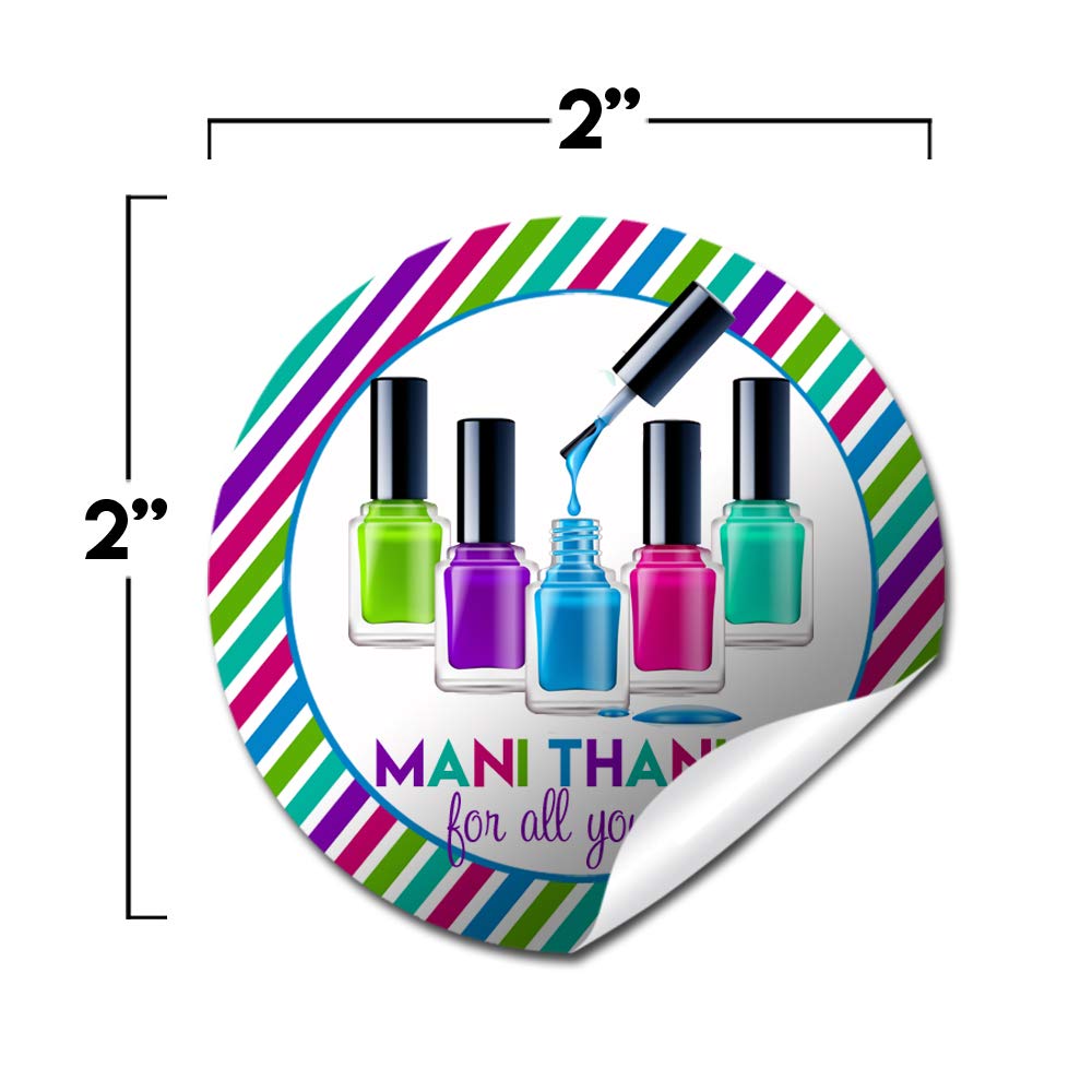 “Mani Thanks” Teacher, Staff, or Employee Appreciation Thank You Sticker Labels, 40 2" Party Circle Stickers by AmandaCreation, Great for Envelope Seals & Gift Bags