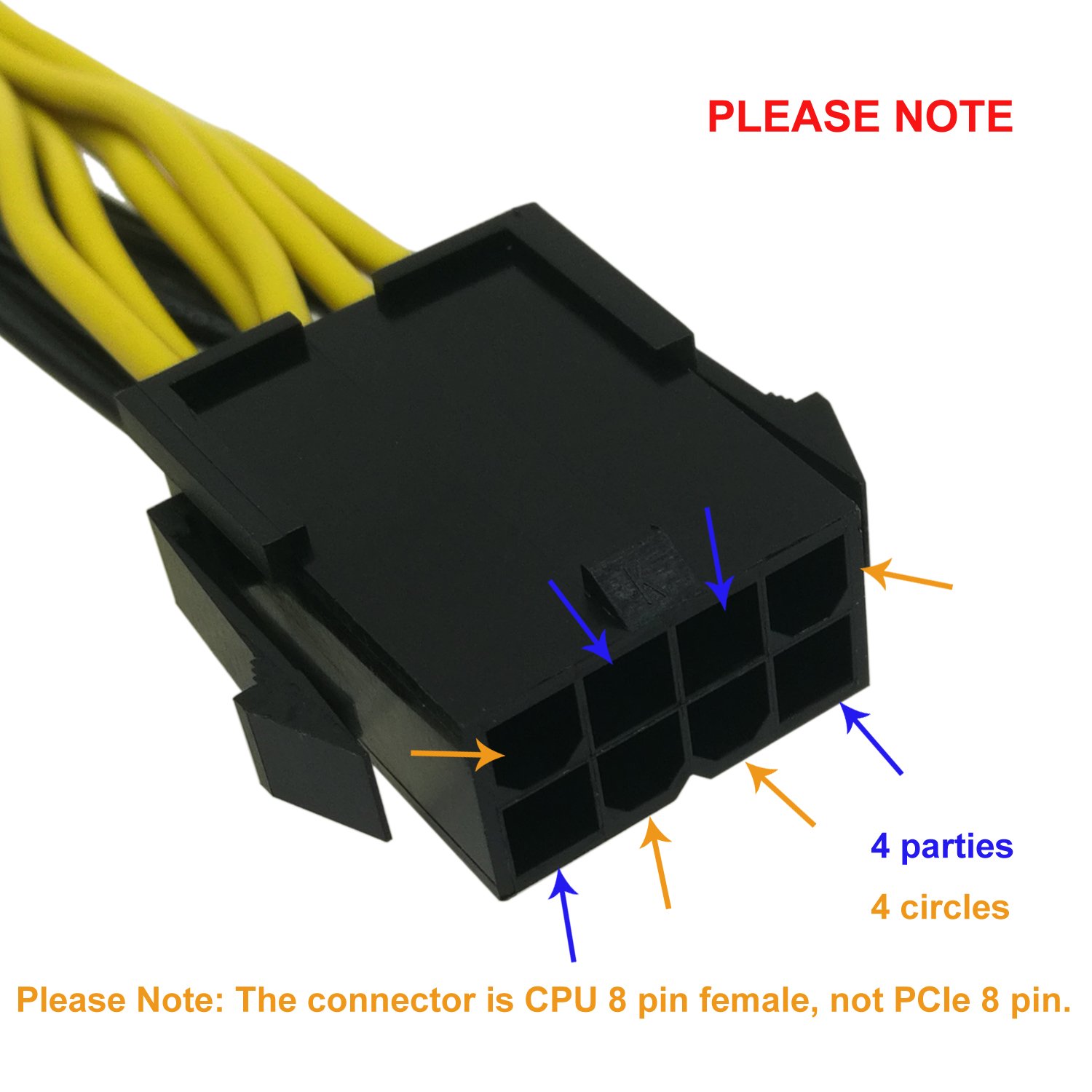 (2-Pack) COMeap CPU to GPU, CPU 8 Pin Female to Dual PCIe 8 Pin (6+2) Male Splitter Cable for Graphics Card BTC Miner 9-inch (23cm)
