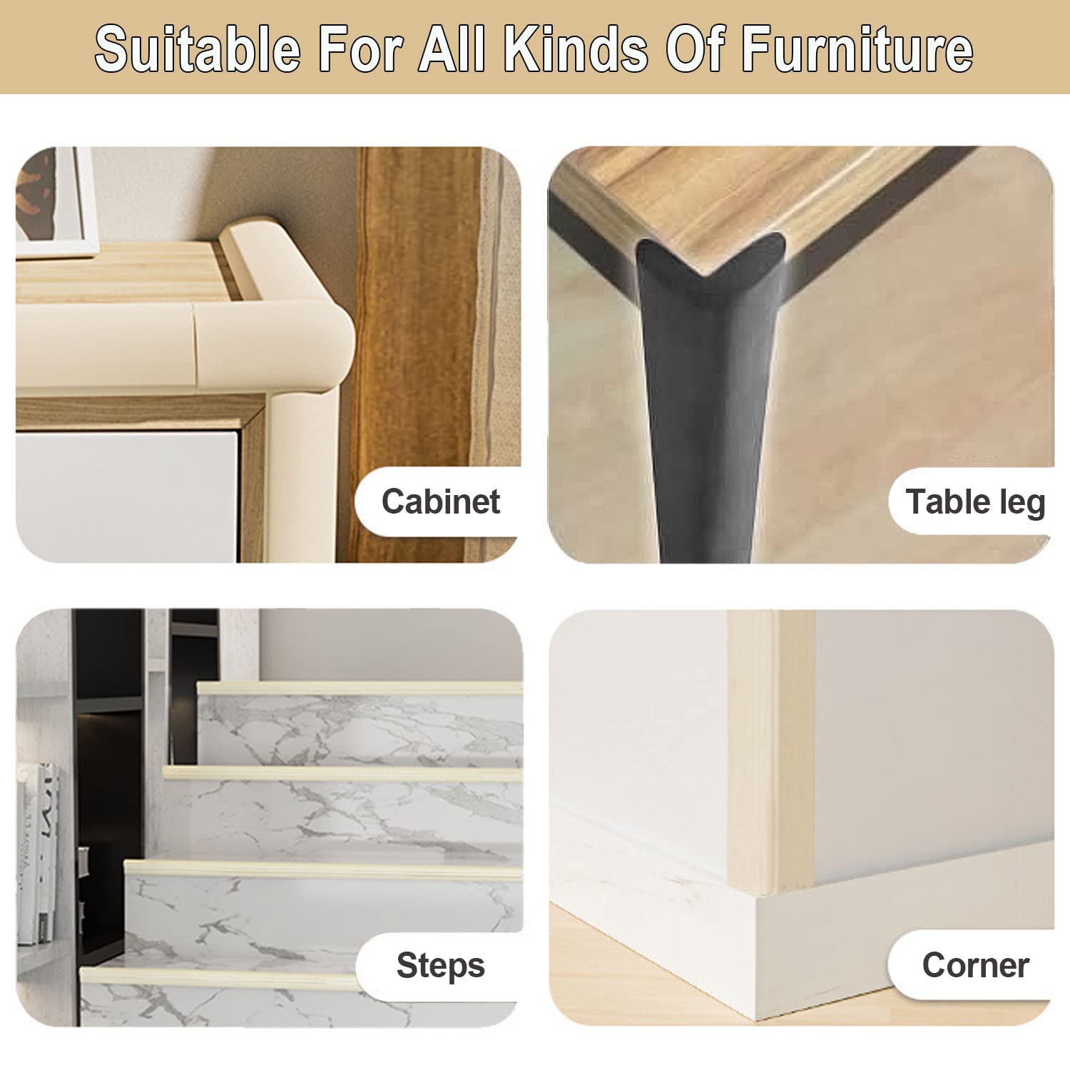 (10 Pack) Corner Protectors for Kids, Upgraded Foam Soft Corner Guards Baby Safety Furniture Table Sharp Corner Protection, Pre-Taped for Direct Use, White