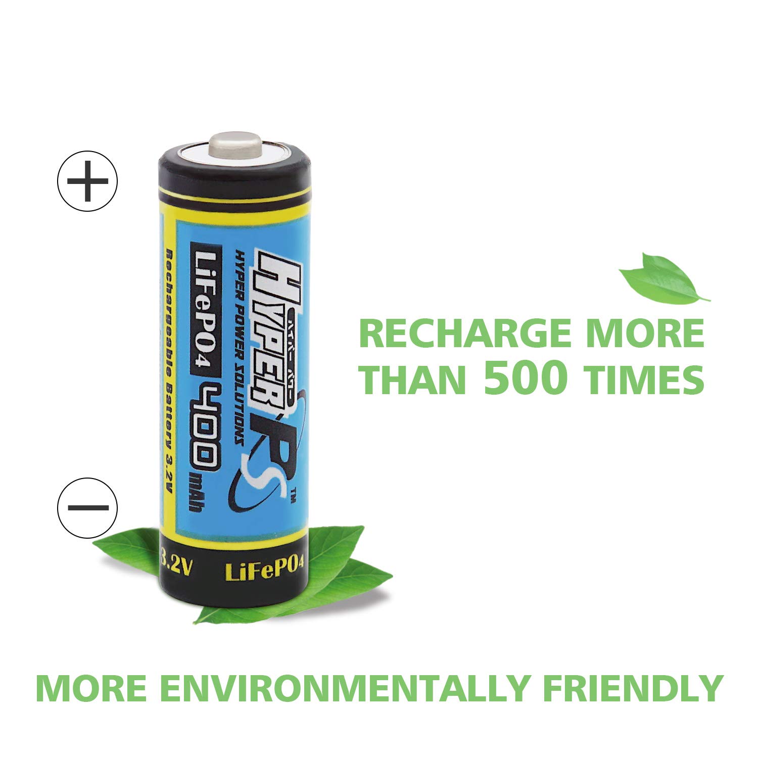 (4-Pack) HyperPS 3.2V LiFePo4 14430 (14 x 43mm) 400mAh Rechargeable Battery for Solar Panel Light, Tooth Brush, Shaver, Flashlight
