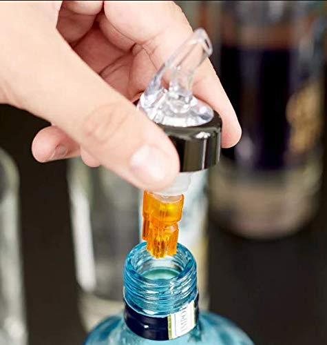 (12-PCS - 1/2 Ounce) Orange Automatic Measure Pourer Drinks Wine Cocktail Dispenser Portion Control Bar Tools Measured Quick Shot Spirit Liquor Pourers Stopper with Collar