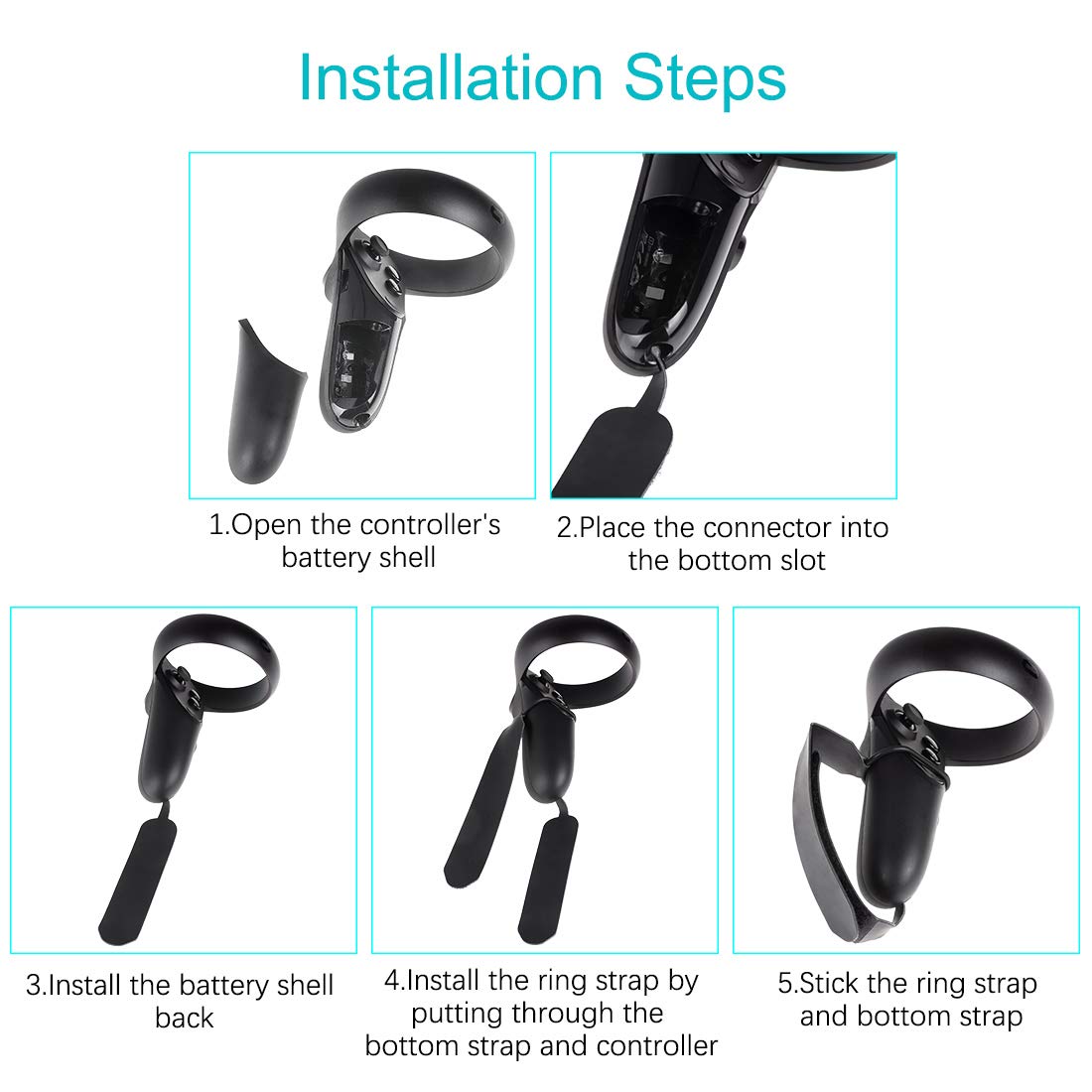 (1 Pair) Orzero Adjustable Hand Grip Straps Accessories for Quest, Rift S VR Gaming Headset Controller, Handle Dropping Prevention