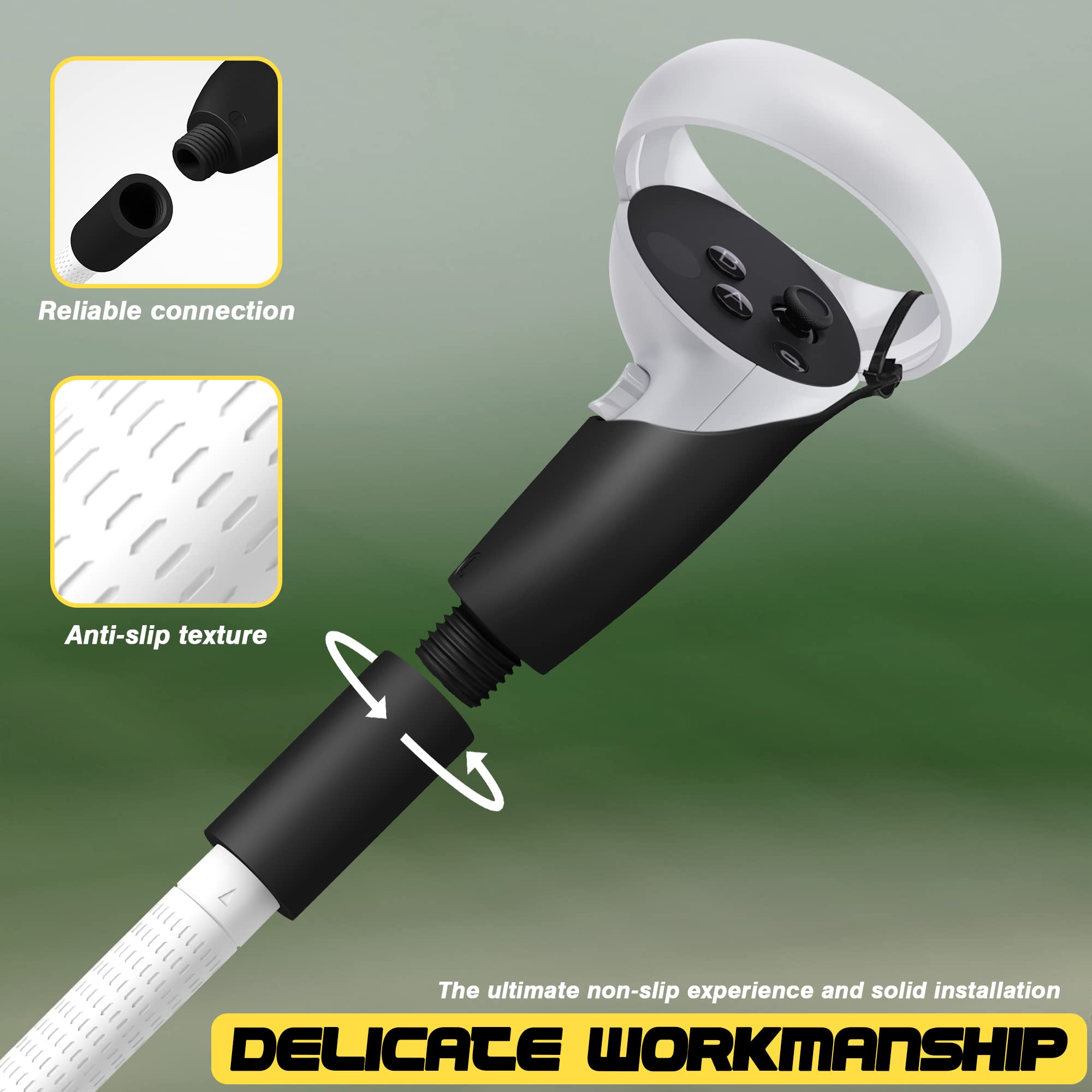(1+1) (Upgraded) Orzero for VR Golf Club Handle Accessories, with Wrist Splint Arm Stabilizer Compatible for Quest 2, Quest, Rift S, Sturdy and Comfortable to Grip Enhance The VR Experience