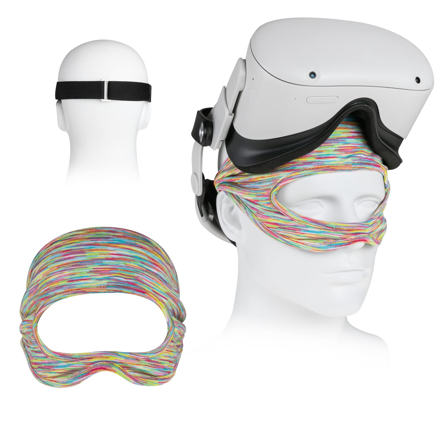 (1 Pack) Orzero Sweat Band Guard Compatible for Quest 2, VR Mask Breathable Face Cover for Enhanced Workouts Supernatural Gaming Experience Prevent Lens Fogging - Rainbow