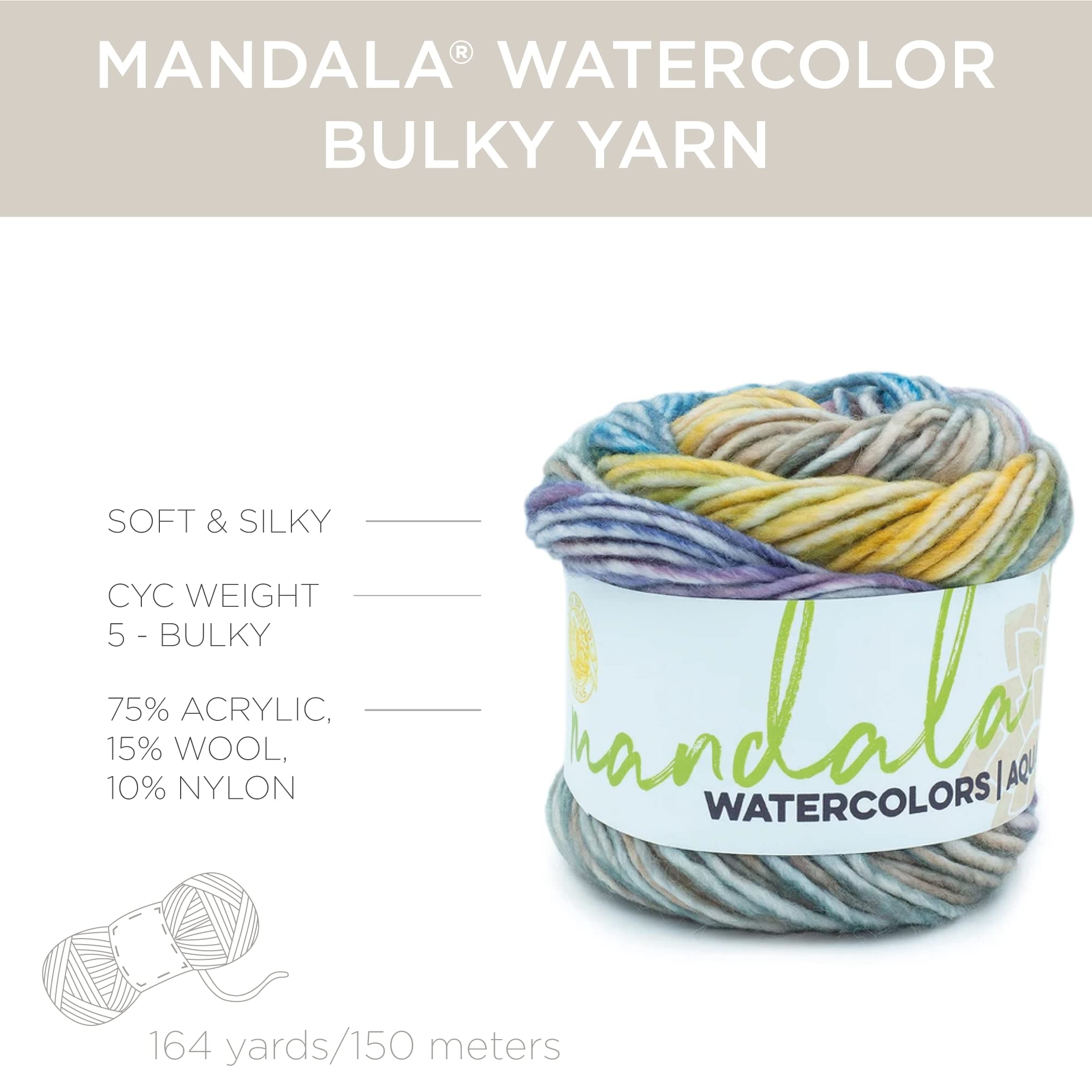 (1 Skein) Lion Brand Yarn Mandala Watercolors Yarn, Wild Pansy
