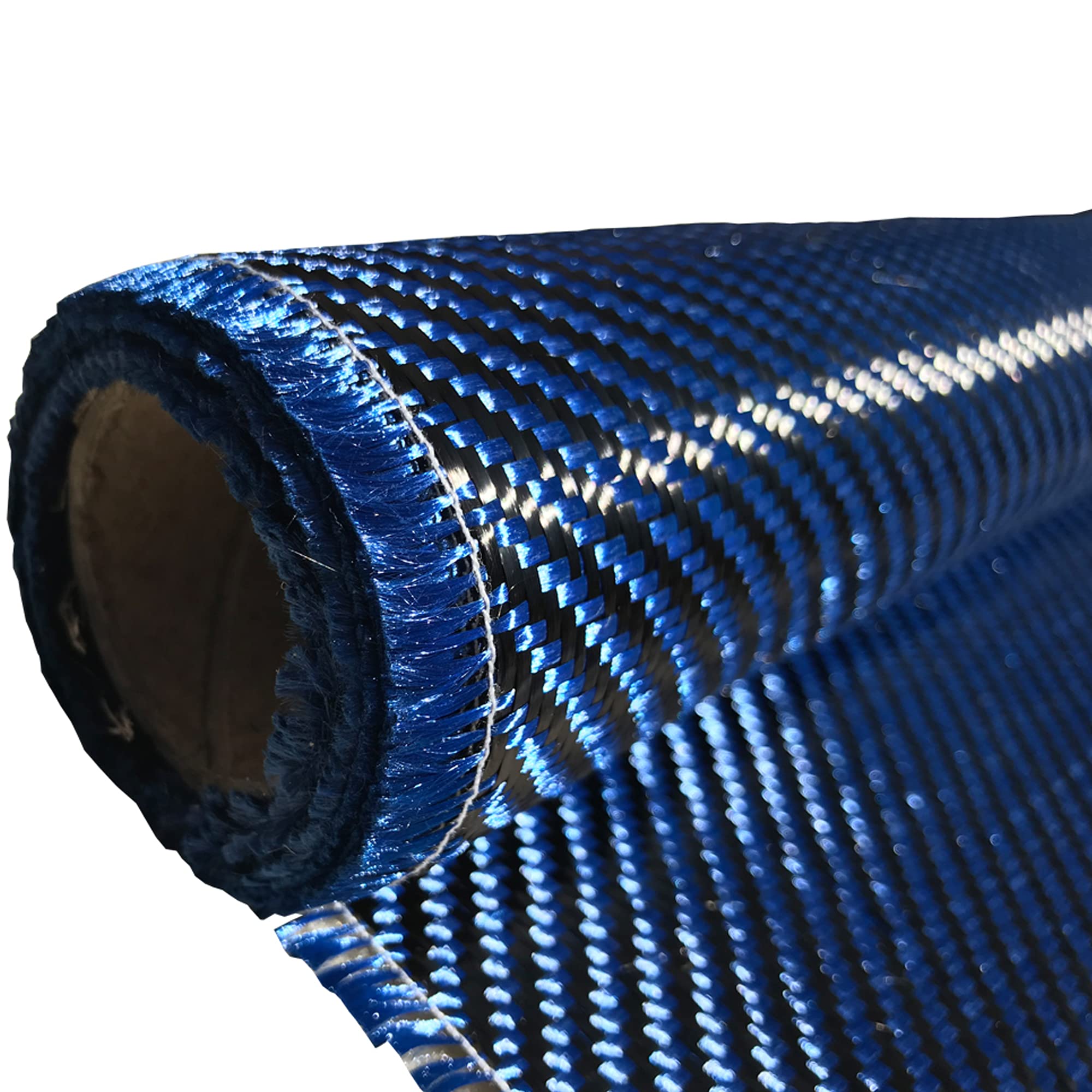(1 ft -25 ft Rolls) KARBXON - 12 in - Carbon Fiber Aramid Fabric - Blue - 3K - 240g/meter - Twill Weave - Advanced Cloth Fabric - Rolled 12β Wide Hemmed Fabric for Repair, Drones, RC & DIY Projects