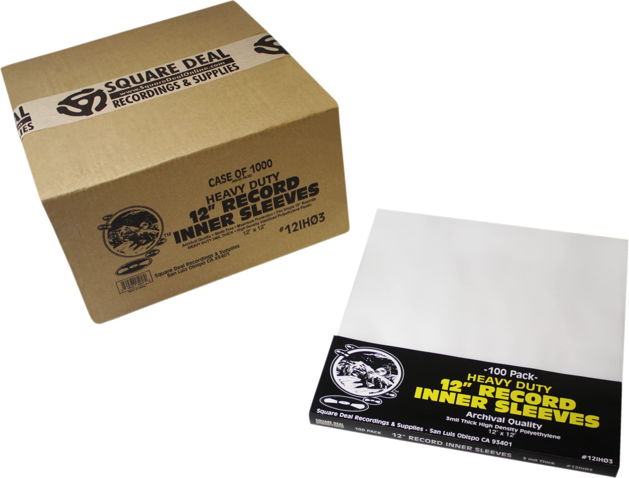 (1000) Plastic 3Mil Thick Inner Sleeves for 12" Vinyl Records - 12IH03 - Protect Against Dust!
