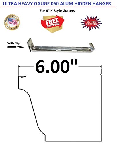 (100) 6" Ultra Hanger with Clip for K-Style Gutters. Made with Heavy 0.060" Aluminum.