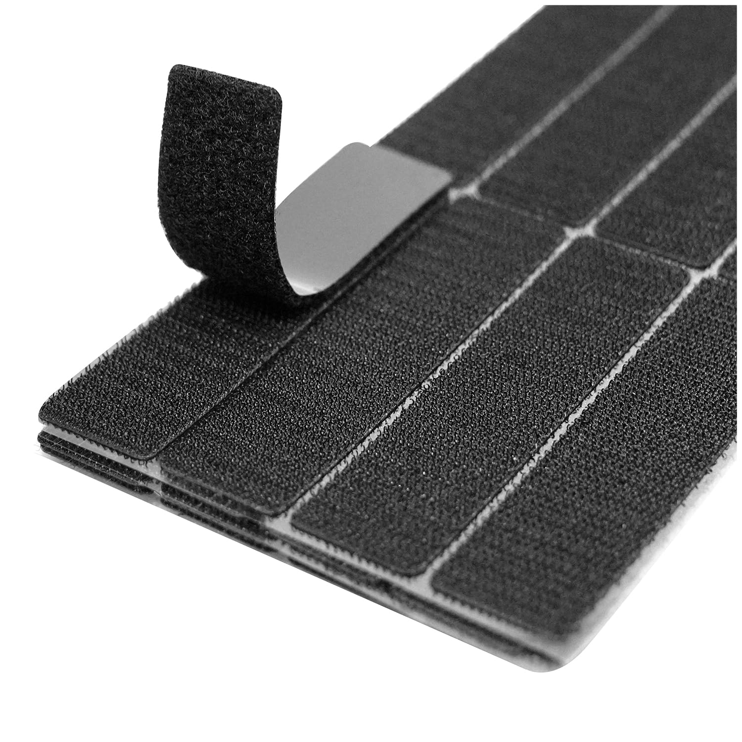 (1x4 Inch, 16 Sets) Strips with Adhesive for Fabric, Stick On for Fabric, No Sew Sticky Back for Clothes, Curtains - Heavy Duty Double Sided Hook and Loop Hem Tape Fasteners, No Sewing No Iron, Black