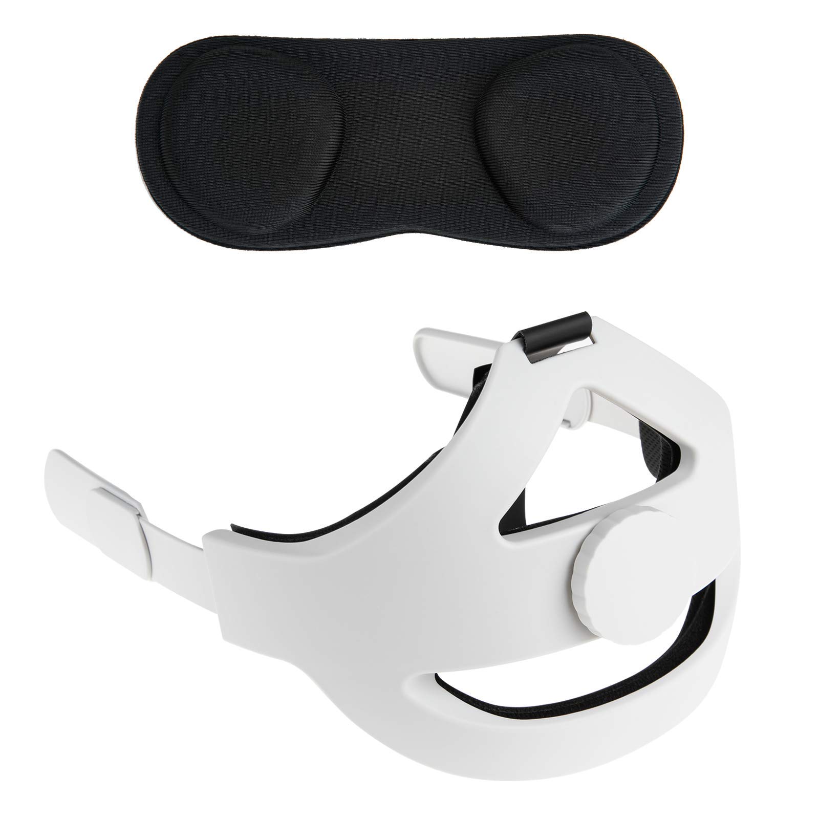 (1+1) Seltureone Head Strap Compatible for Quest 2, Replacement for Elite Strap, Reduce Pressure for Quest 2 Headset, with VR Lens Protect Cover Dust Proof Cover, Black