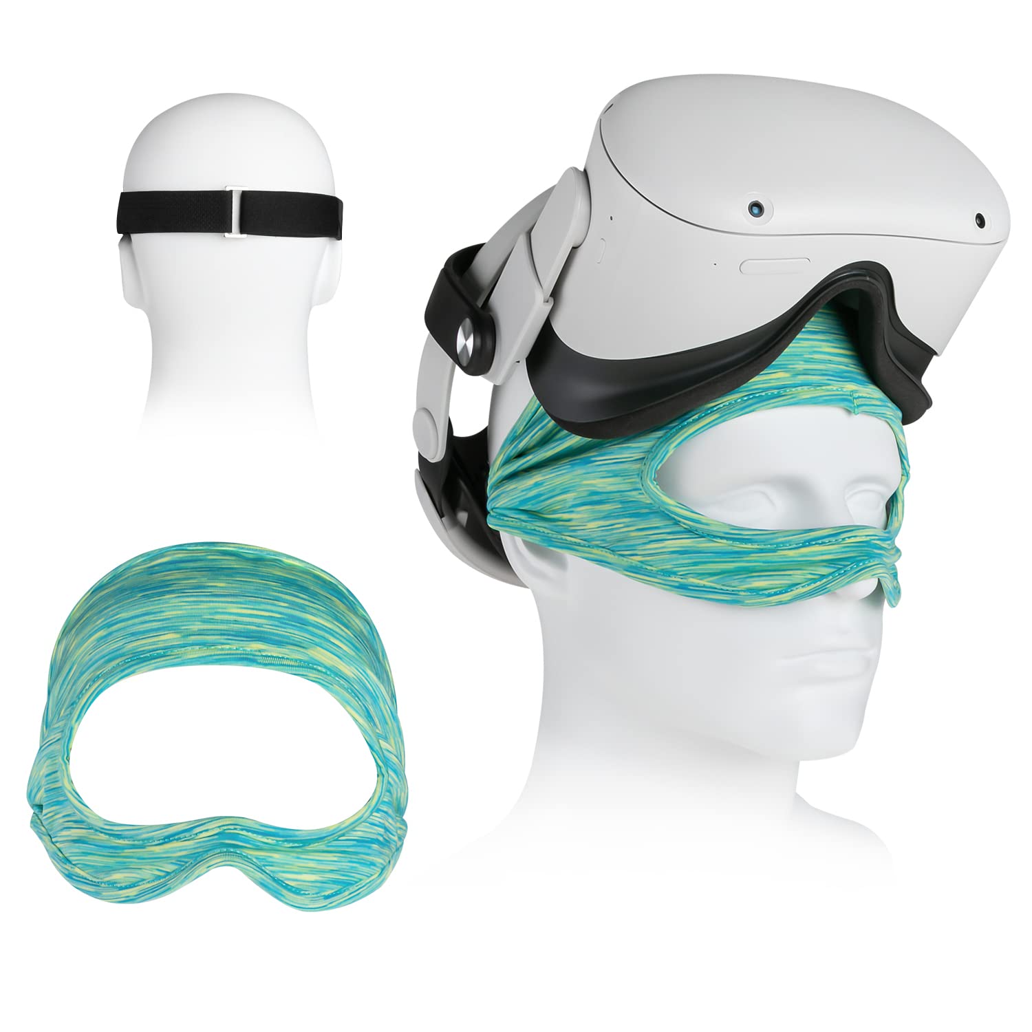 (1 Pack) Orzero Sweat Band Guard Compatible for Quest 2, VR Mask Breathable Face Cover for Enhanced Workouts Supernatural Gaming Experience Prevent Lens Fogging - Yellow Blue