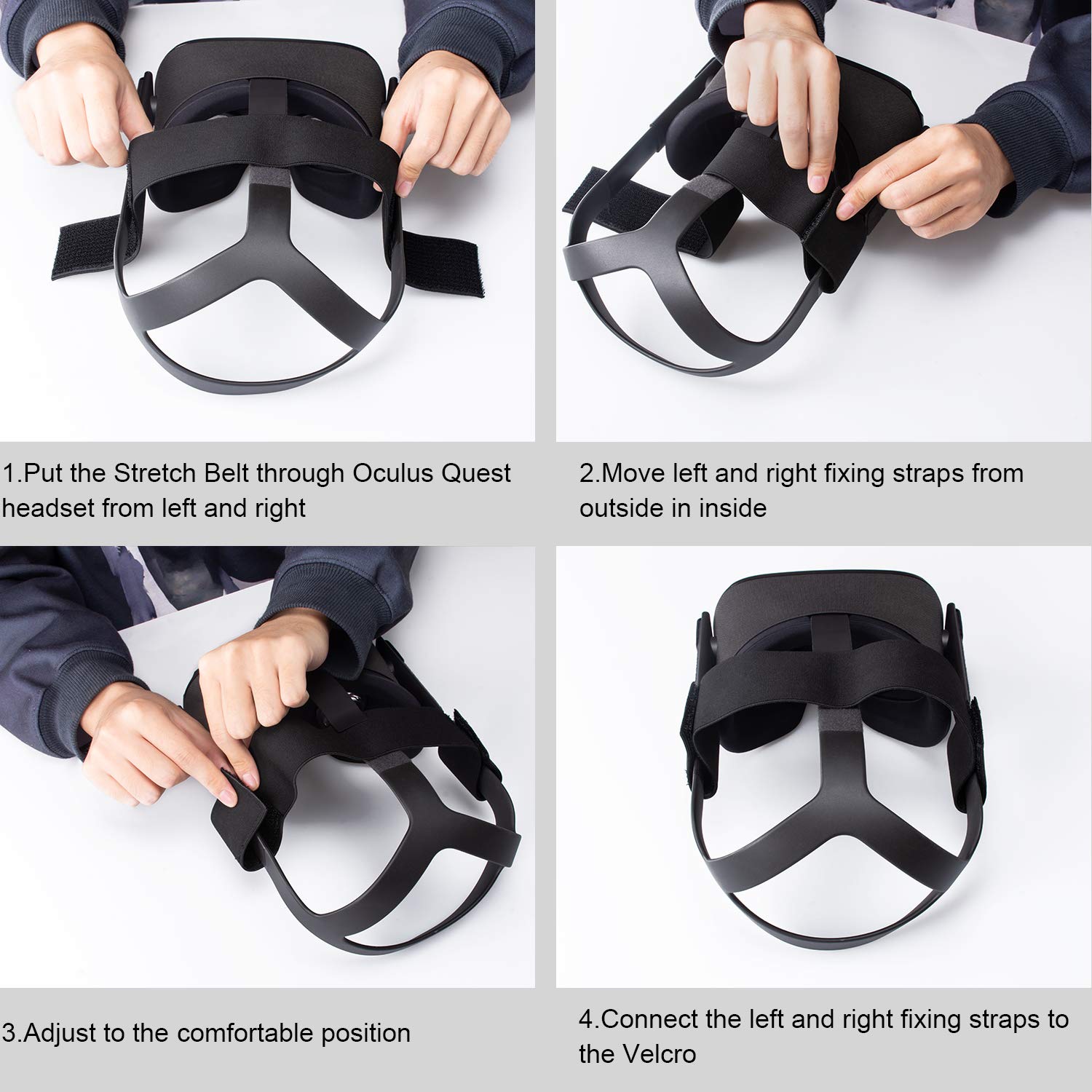 (1 Pack) Orzero Stretch Belt Compatible for Quest 2, Quest, Headband Head Strap for VR Headset - Black